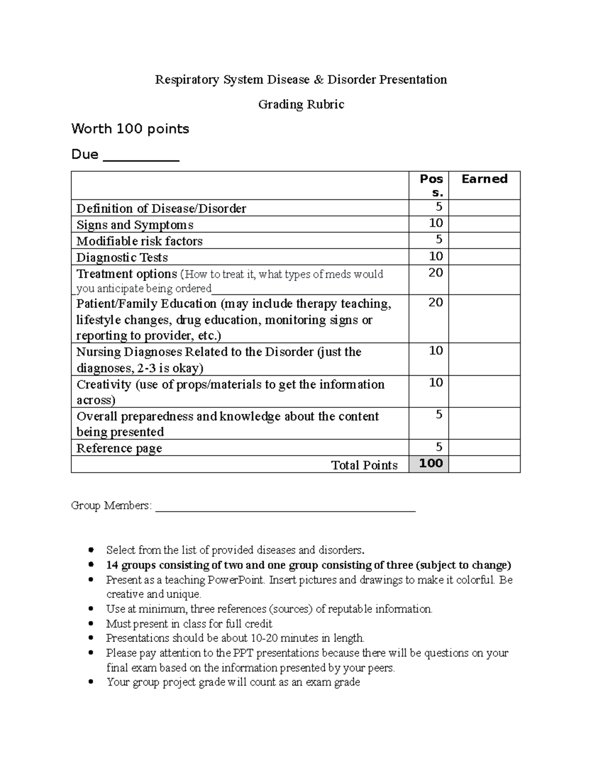 Respiratory System Disease Disorder Presentation List - Respiratory ...