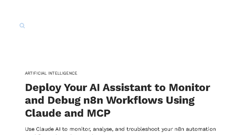 Deploy Your AI Assistant: Debugging n8n Workflows with Claude - Studocu