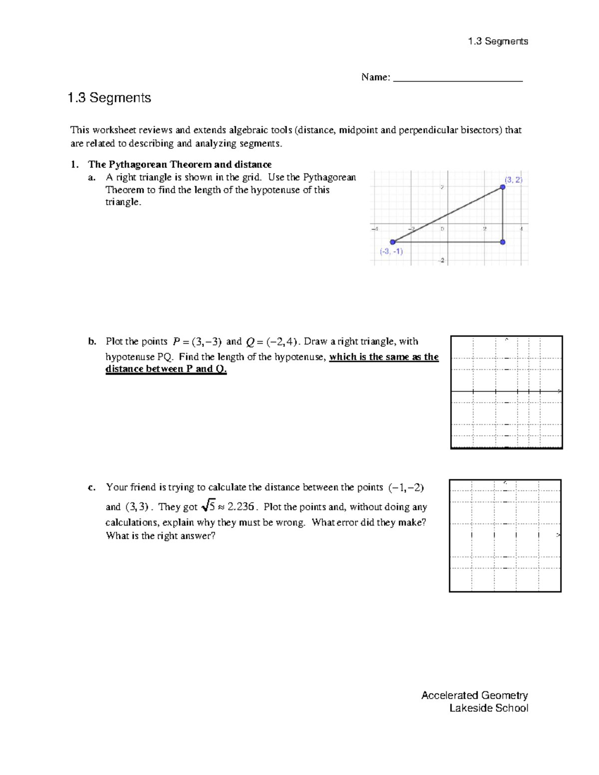 Accelerated Geometry: Analyzing Segments & Perpendicular Bisectors - Studocu