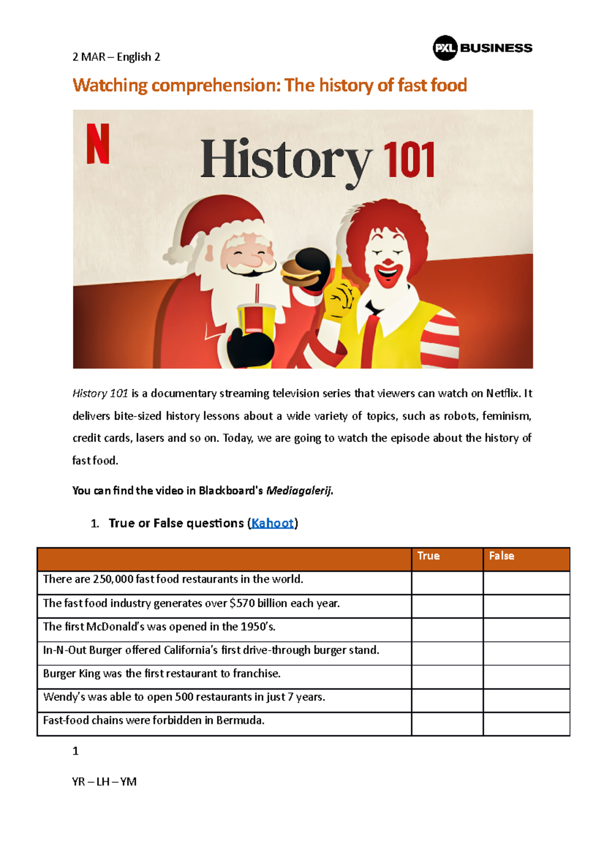 History of fast food - ST - Watching comprehension: The history of fast ...