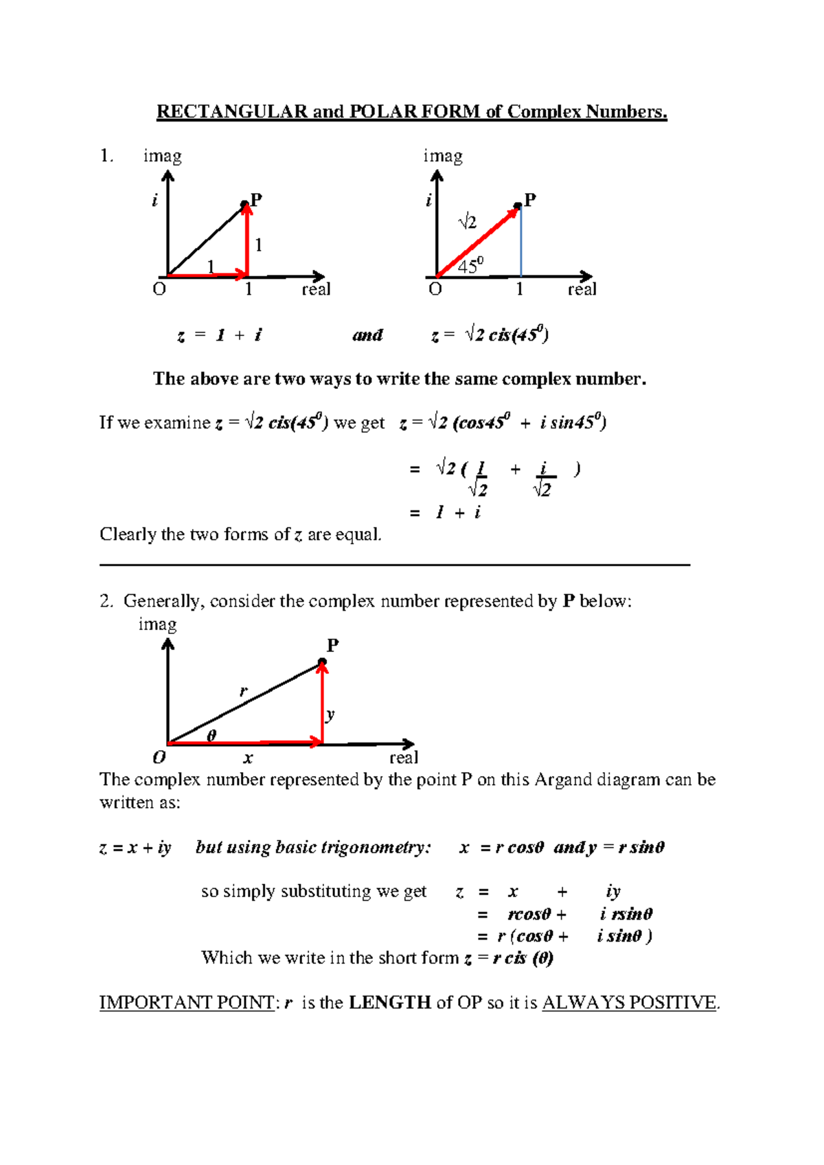 16 rectangular and polar form of complex numbers - RECTANGULAR and POLAR FORM of Complex Numbers ...