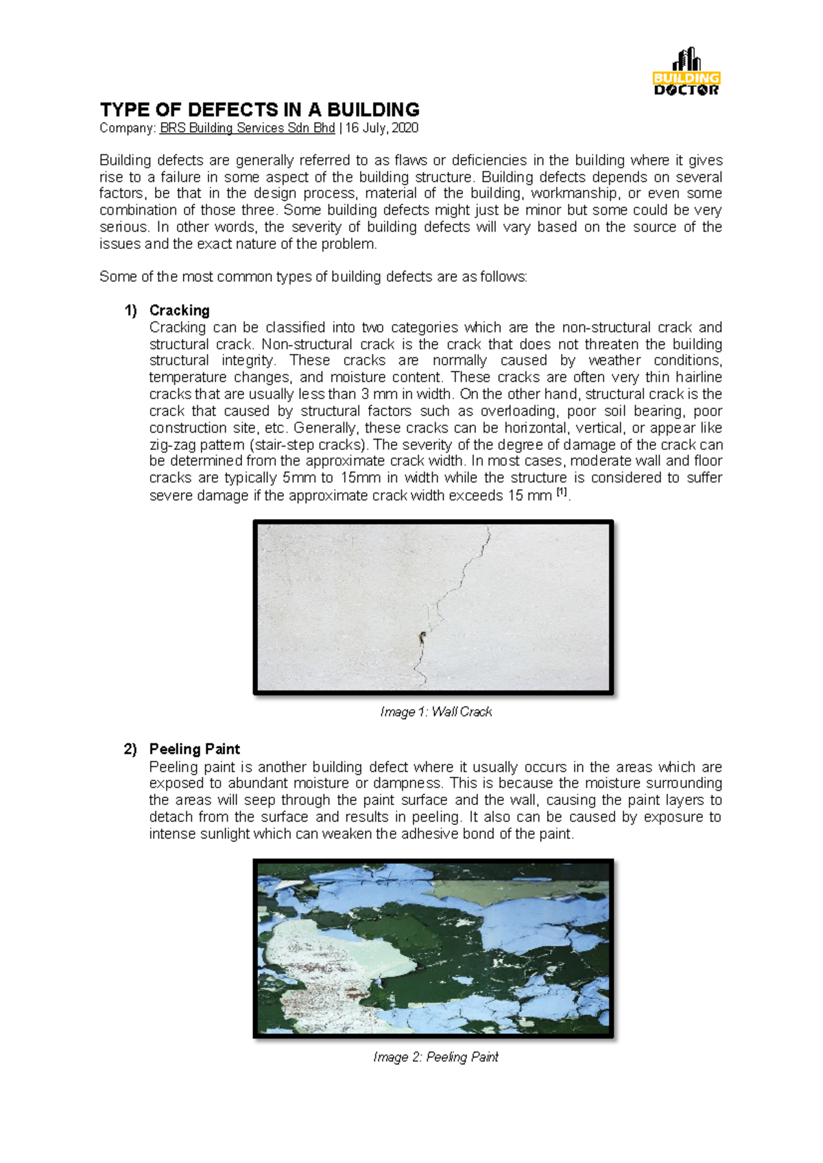 Types of Building Defects: Cracking, Peeling Paint, and More - Studocu