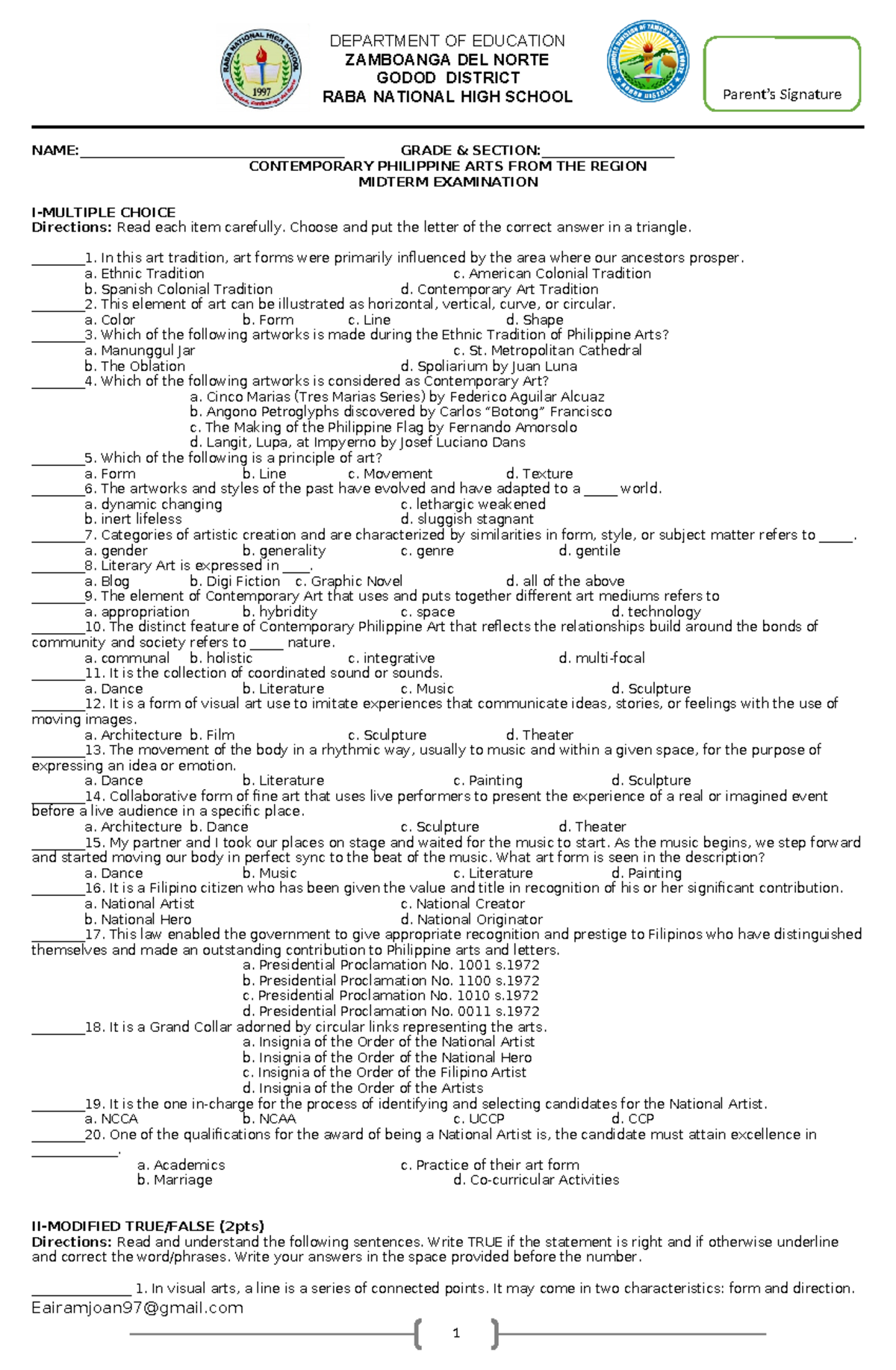 Midterm - A multiple choice exam that will help students to get ready ...