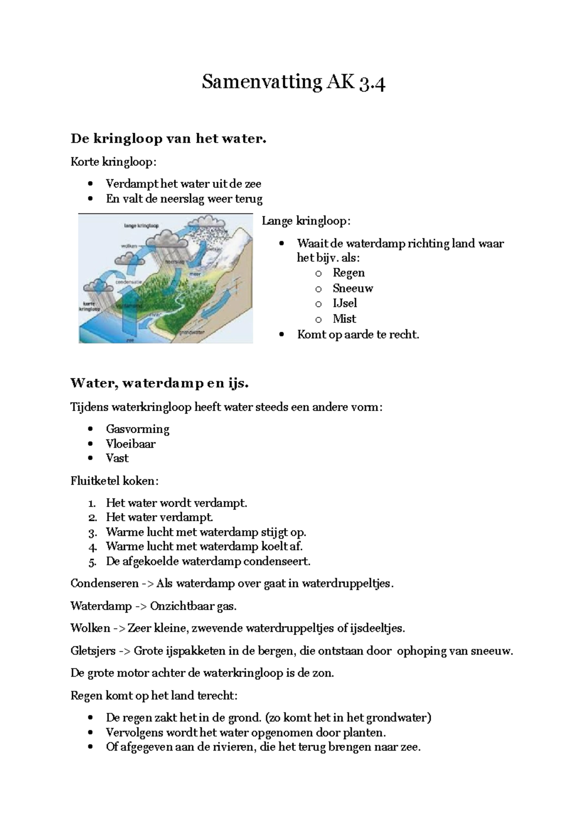 Samenvatting AK 3 - De Waterkringloop en zijn Fases - Studeersnel