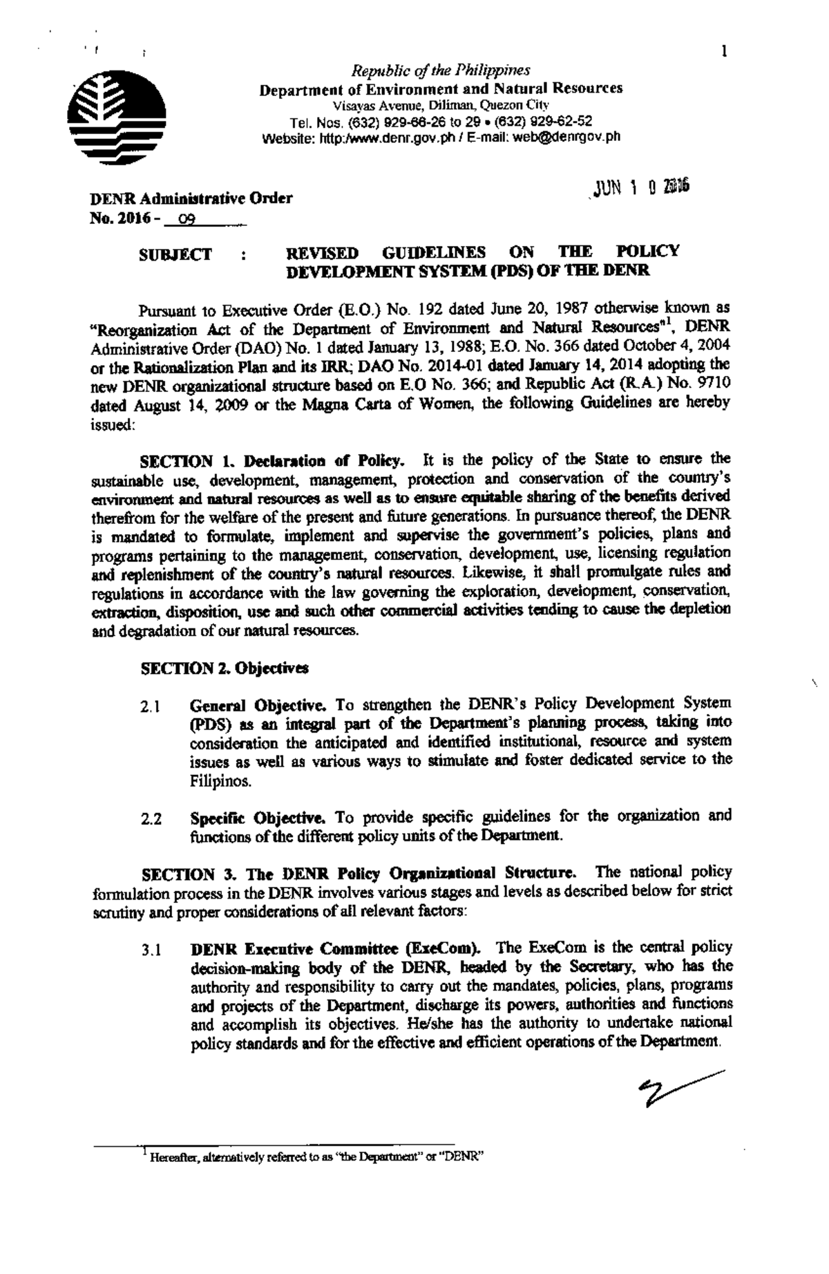 Revised Guidelines ON THE Policy Development System (PDS) OF THE DENR ...
