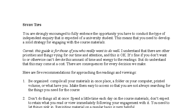 Effective Study Tips for University Success - Study Guide - Studocu