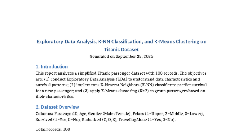 Titanic Project Report - Exploratory Data Analysis, K-NN Classification ...