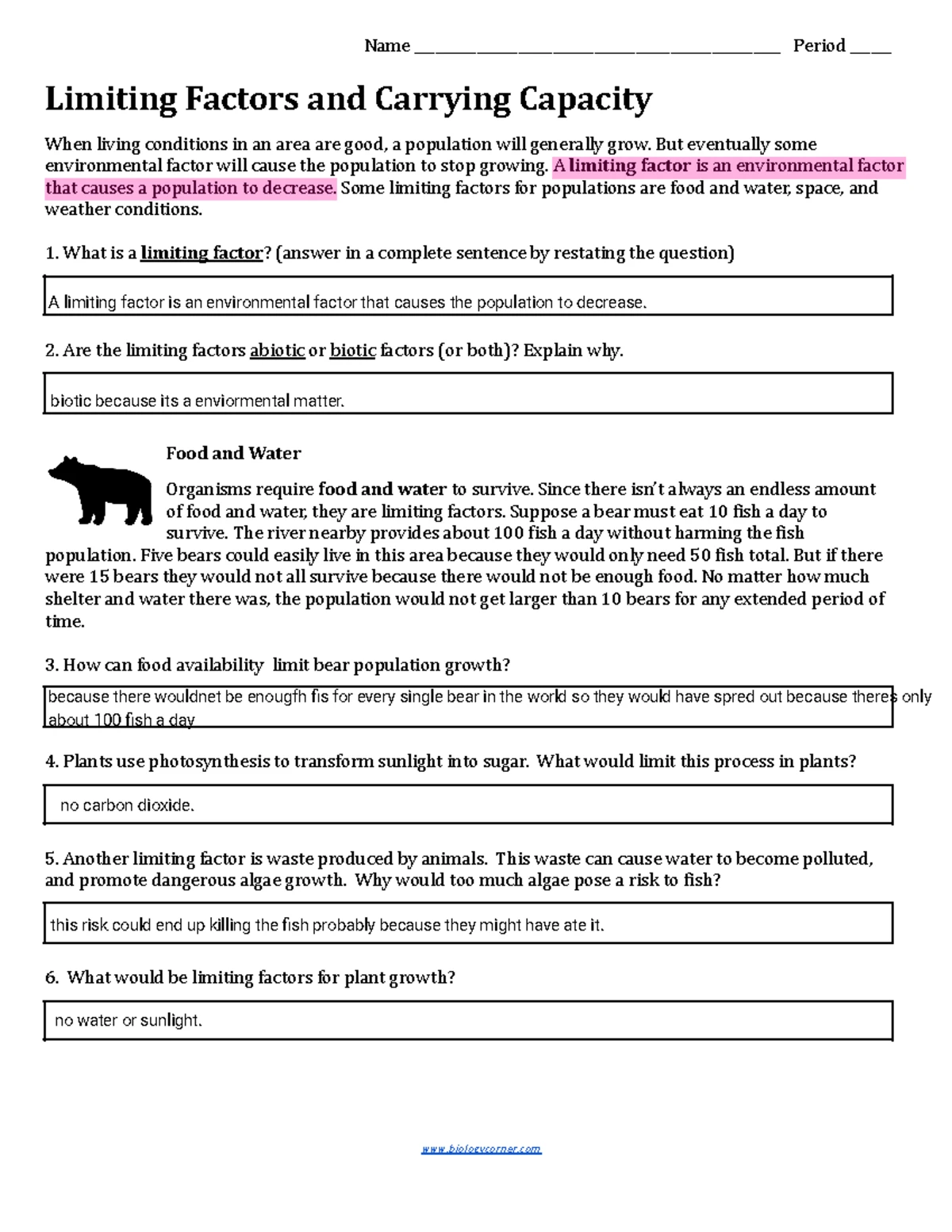 Factors lab reporttt - lap report - Limiting Factors Lab Report ...