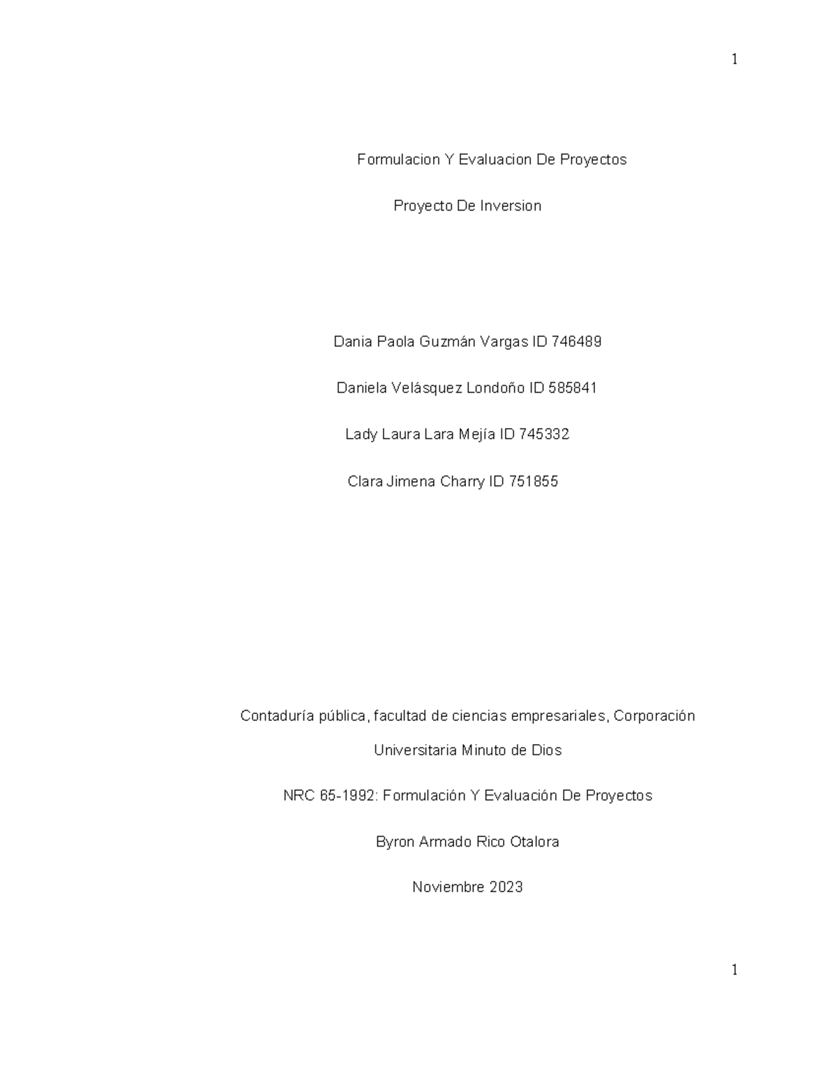 Actividad Terminada Formulacion Y Evaluacion DE Proyectos - Formulacion ...