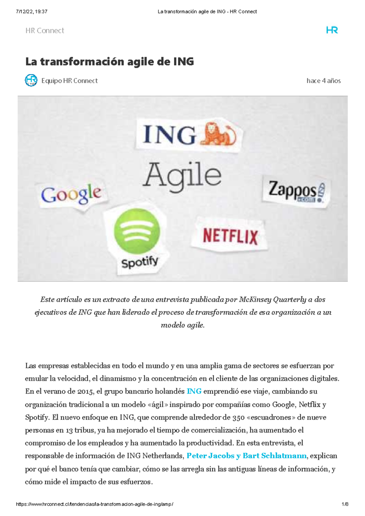 La transformación agile de ING - HR Connect - La transformación agile ...