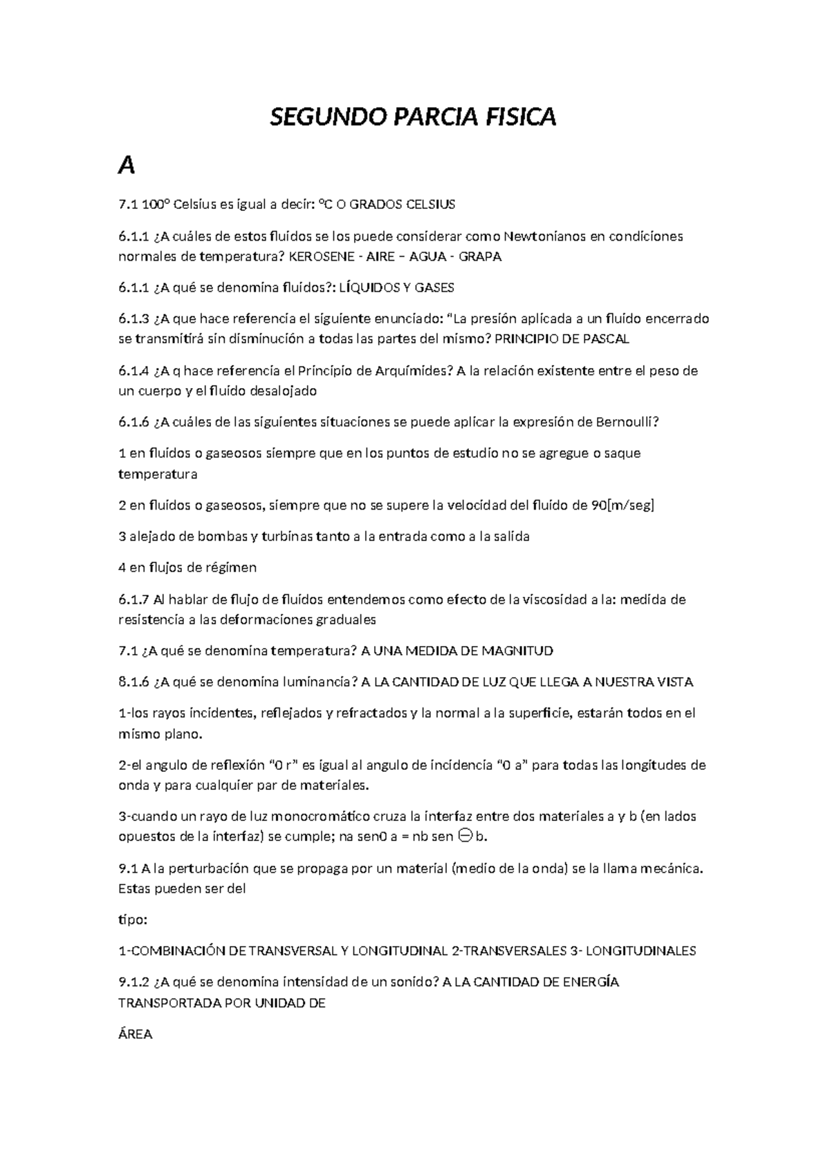 Segundo Parcial Física: Preguntas y Respuestas Clave - Studocu