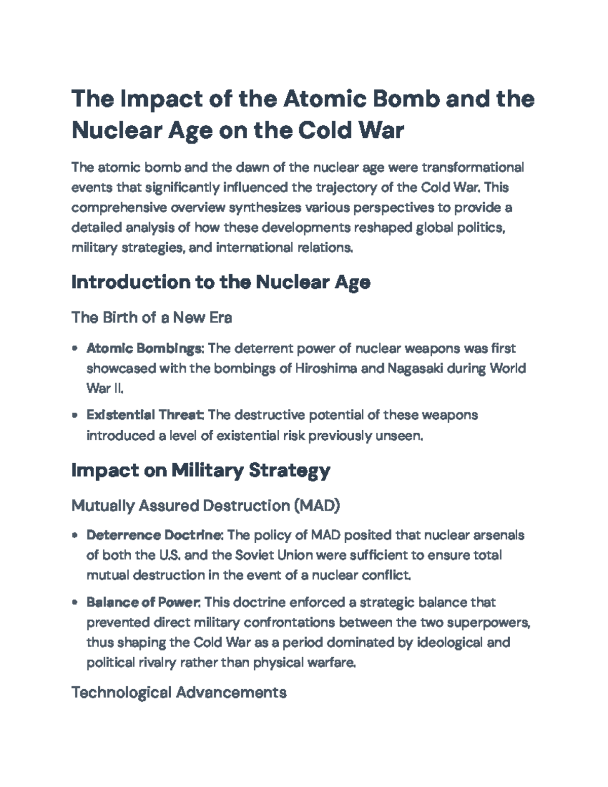 The Impact of the Atomic Bomb on Cold War Dynamics: A Detailed Analysis ...