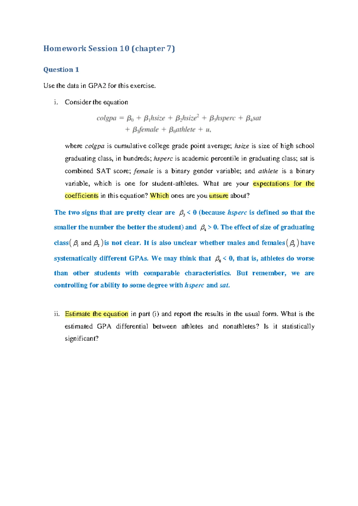 Applied Econometrics Homework - 1 Homework - Session 2a (Chapter 1 ...