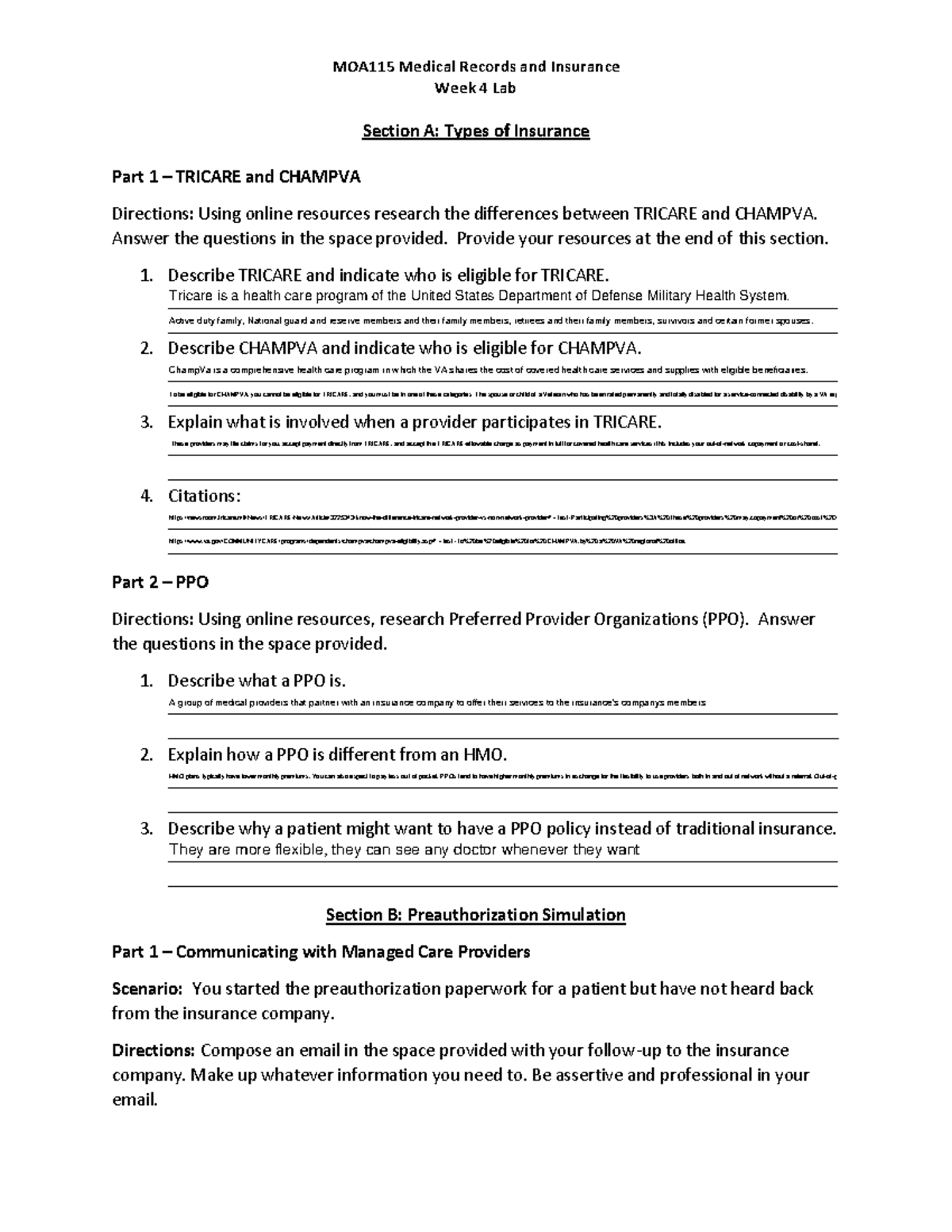 MOA115 Week 4 Lab: Insurance Types & Communication Simulations - Studocu