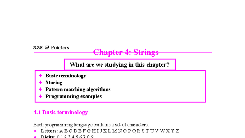 C Programming 3.38: Chapter 4 - Strings and Pattern Matching - Studocu