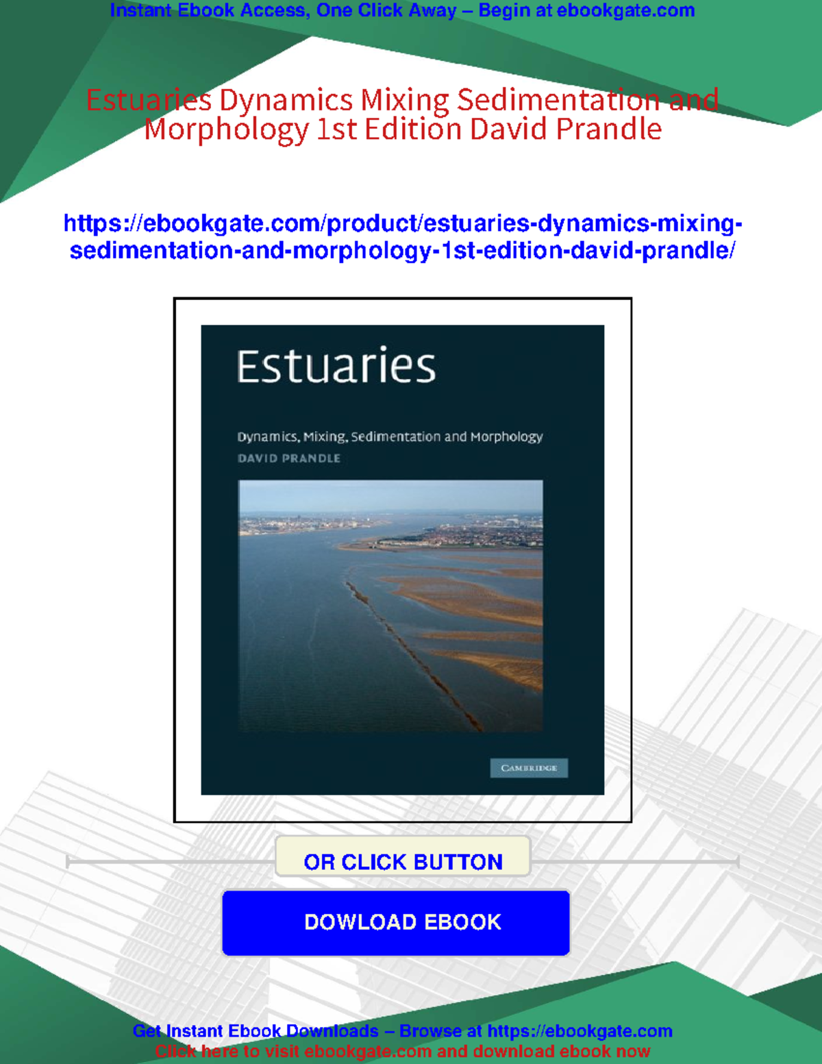 Estuaries Dynamics: Mixing, Sedimentation & Morphology - 1st Ed. - Studocu