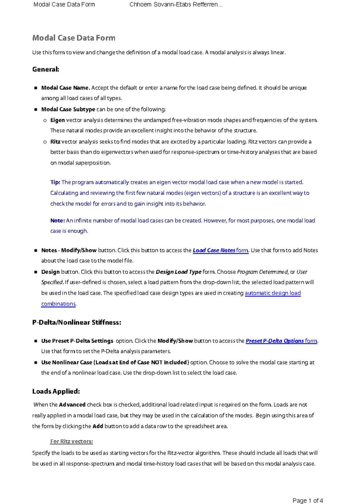 Modal Mass Analysis using ETABS: Data Form & Guidelines - Studocu