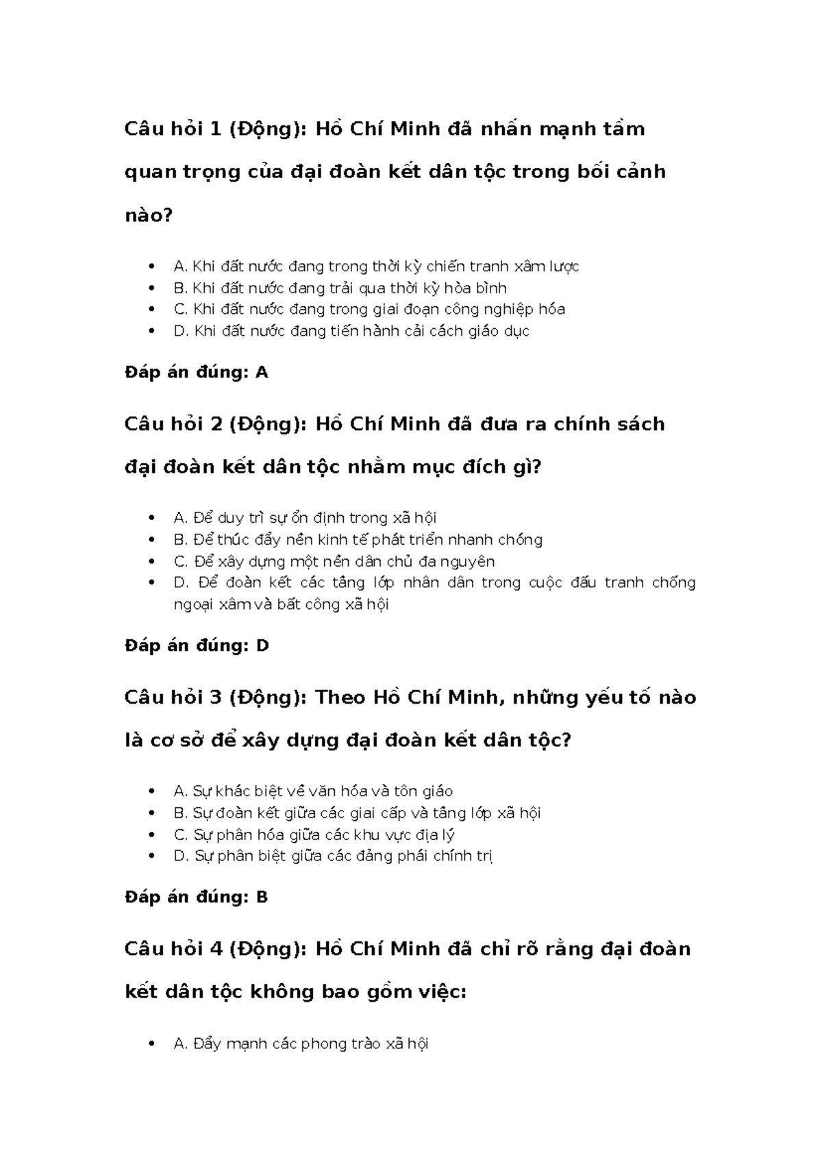 Hcm - pppppppppppppppppppppppppppp - Câu hỏi 1 (Động): Hồ Chí Minh đã ...