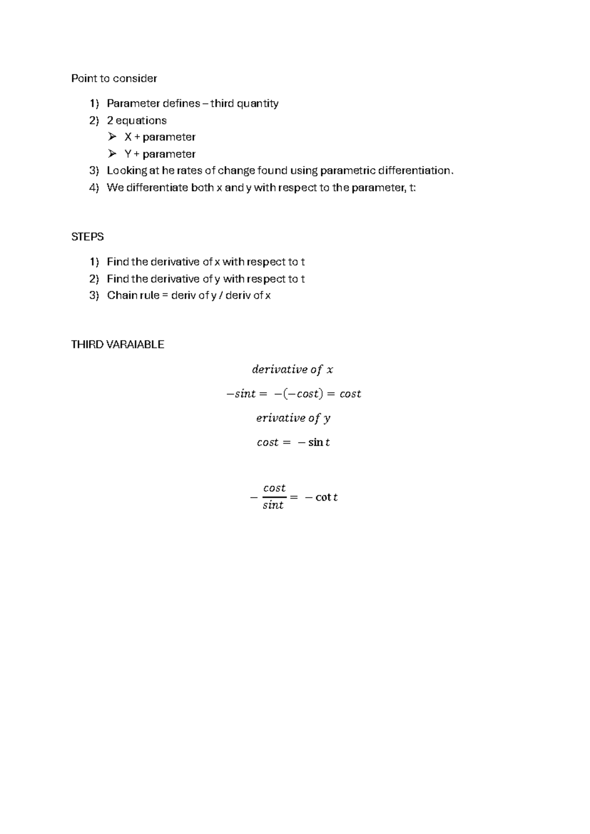 Parametric Differentiation Lesson: Key Concepts and Steps - Studocu