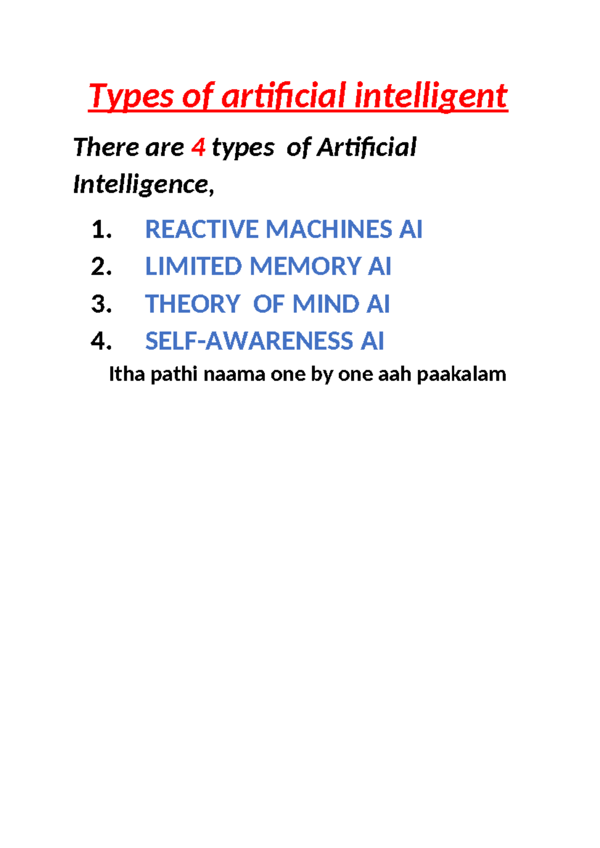 Types of Artificial Intelligence: An Overview of 4 Types - Studocu