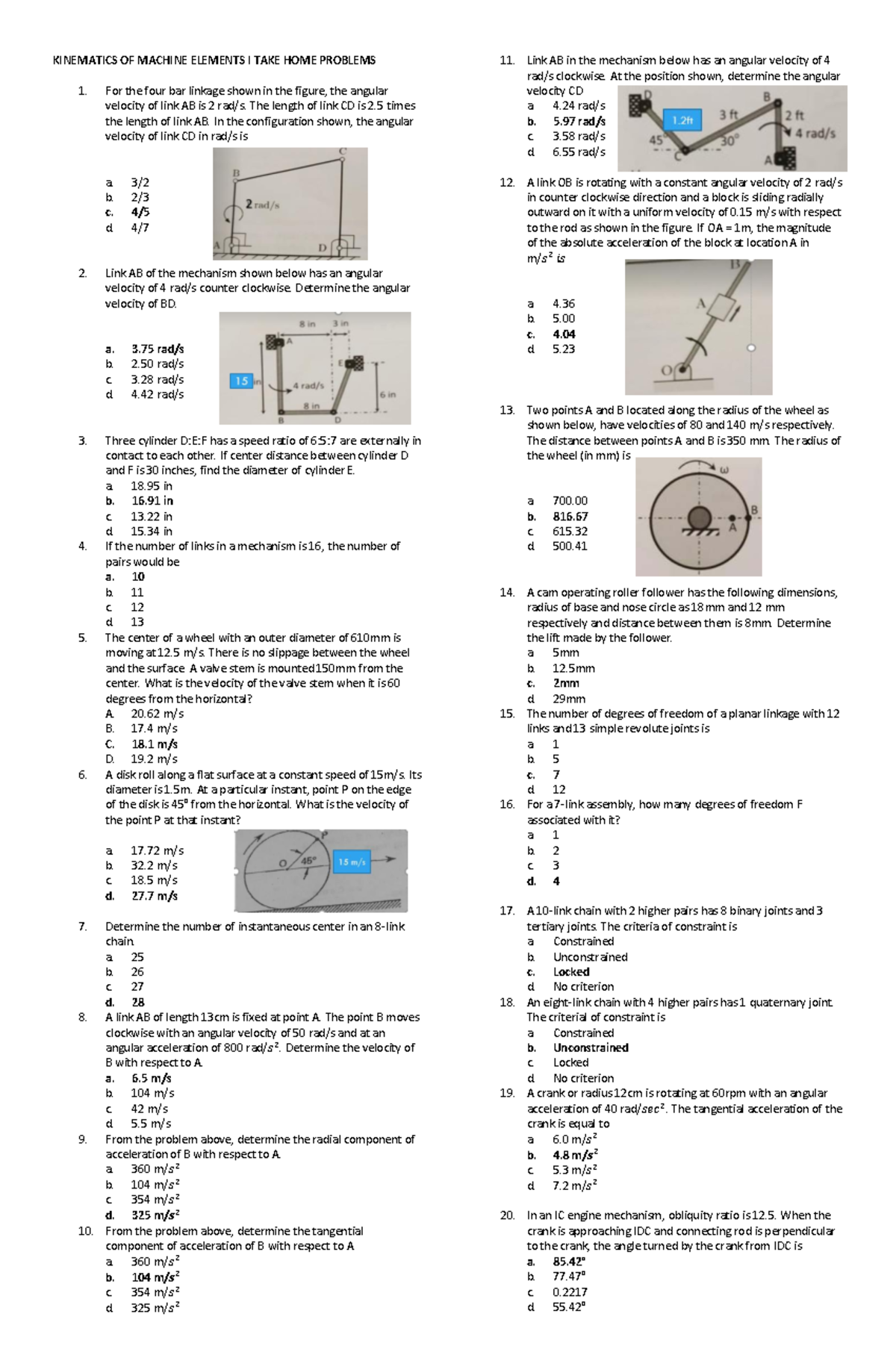 KINEMATICS OF MACHINE ELEMENTS - LECTURE NOTES - Studocu