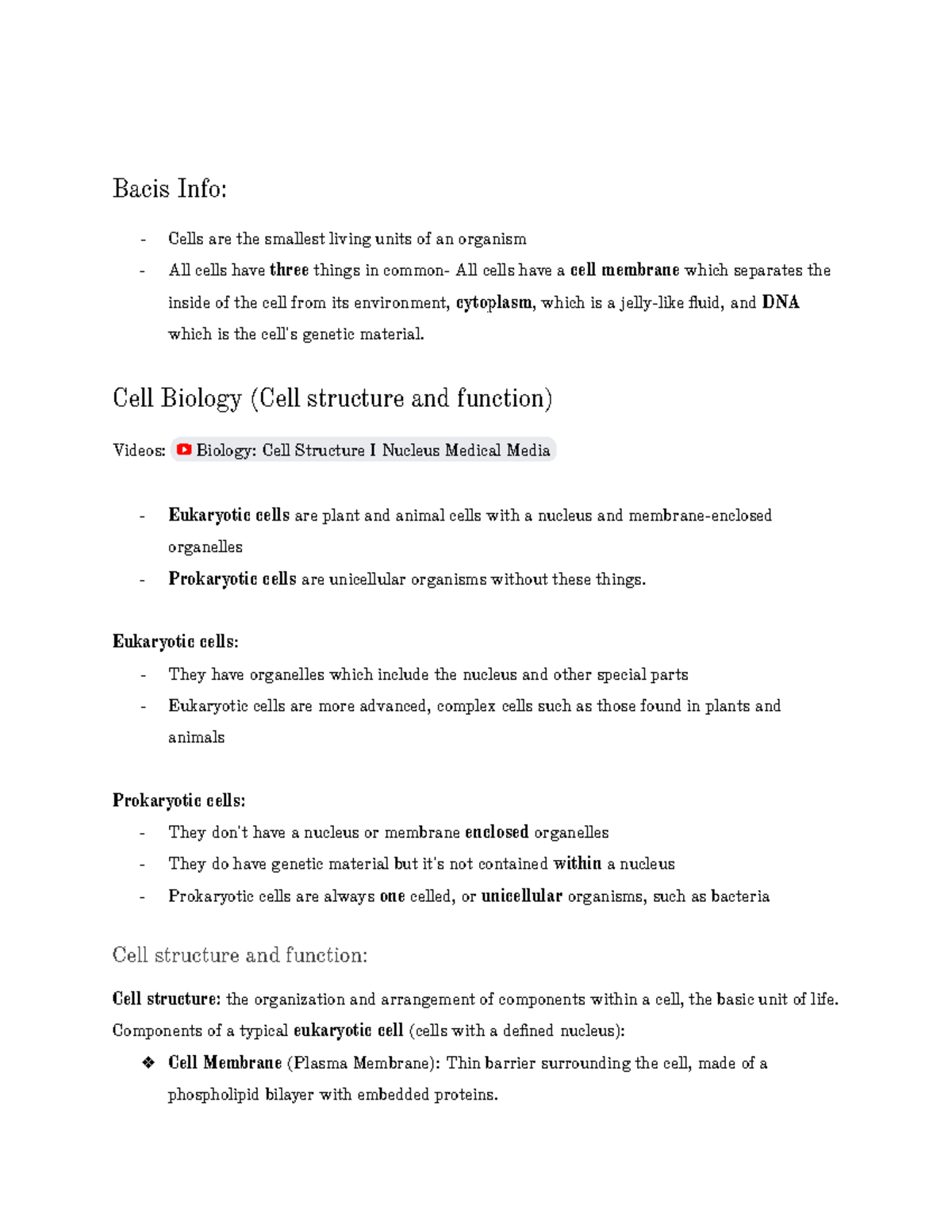 Grade 11 Bio: Cell Structure, Function & Mendelian Genetics Notes - Studocu
