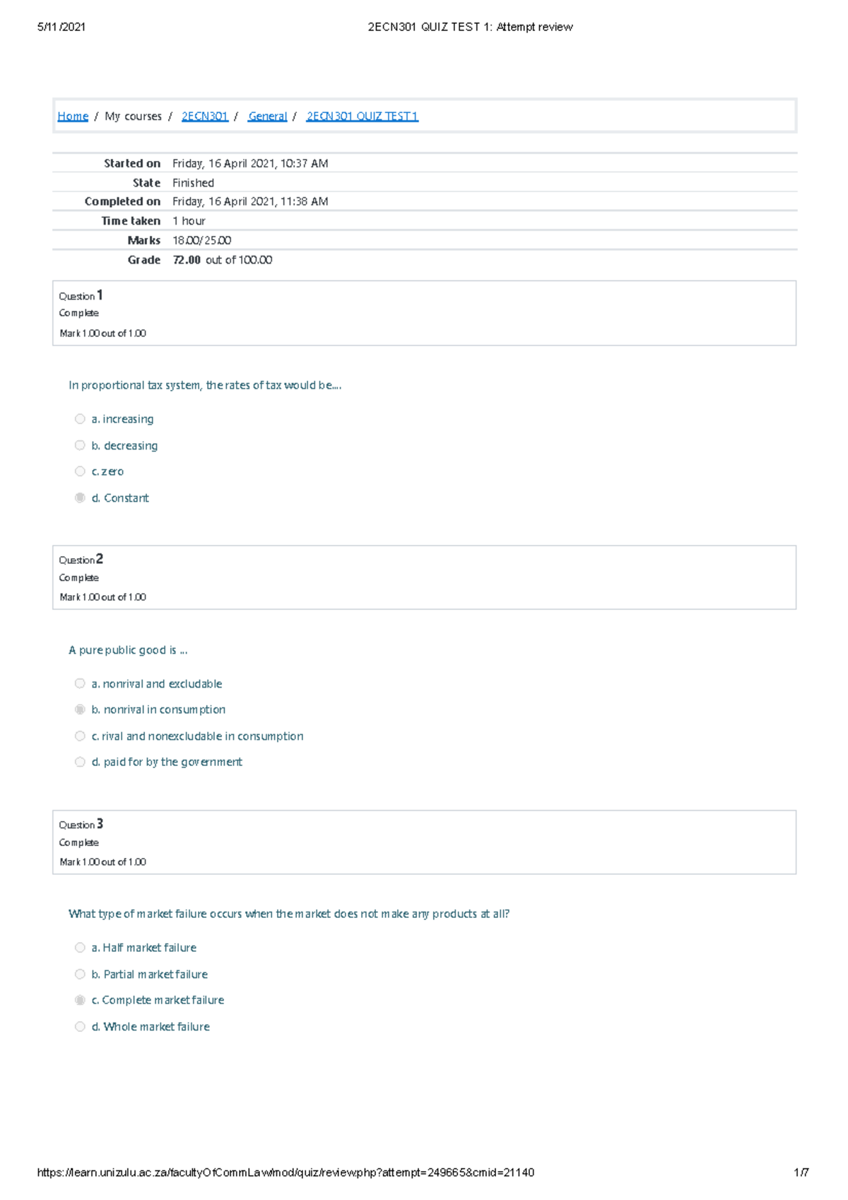 2ECN301 QUIZ TEST 1: Attempt Review and Analysis - Studocu