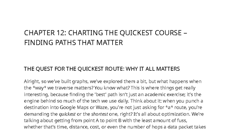 CHAPTER 12: OPTIMIZING PATHS IN GRAPH THEORY ESSENTIALS - Studocu