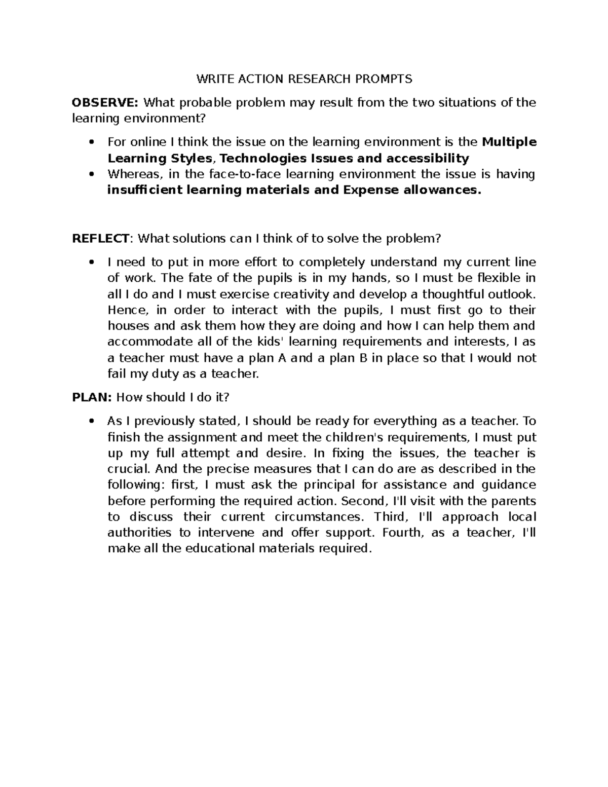 Fs 2 ep. 5 - i hope it helps - WRITE ACTION RESEARCH PROMPTS OBSERVE ...