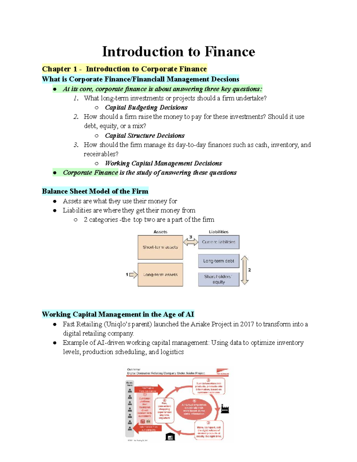 2FA3 - Intro to Finance: Chapter 1 - Corporate Finance Essentials - Studocu