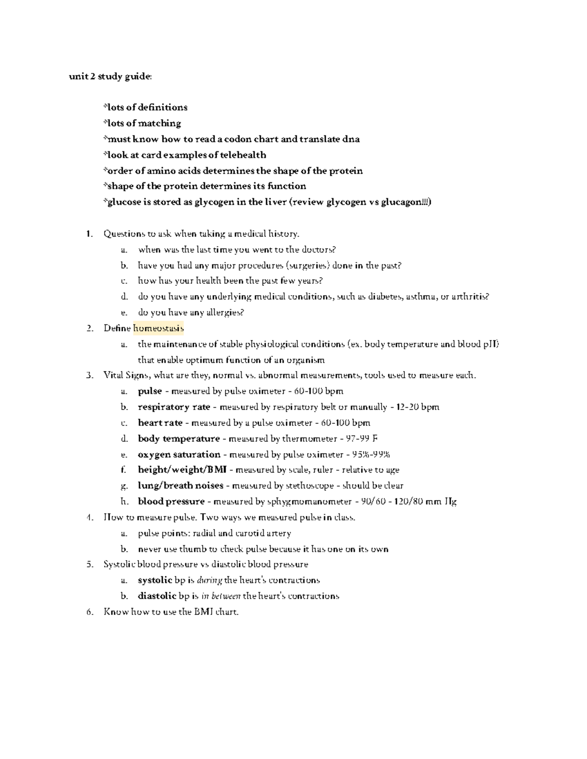 PLTW Principles of Biomedical Science Unit 2 Comprehensive Study Guide ...