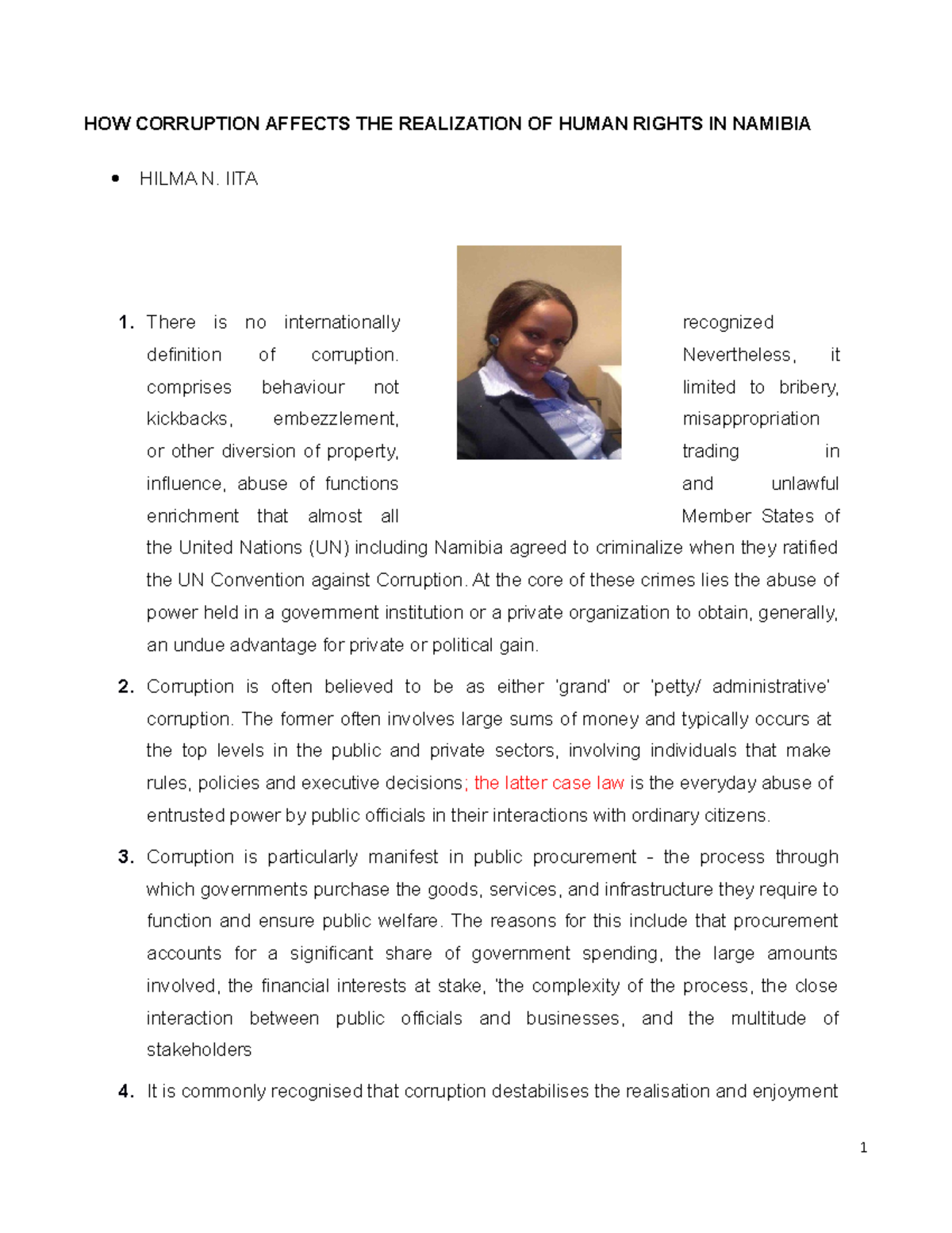 Constitutional Law Assign 2: Corruption's Impact on Human Rights in ...