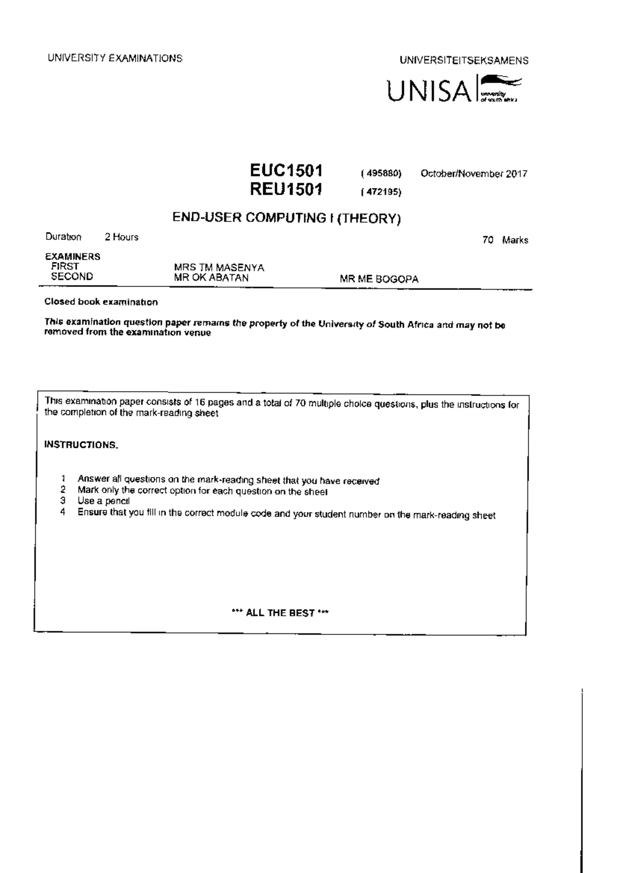 EUP1501 Academic Honesty Declaration Form and Guidelines - Studocu