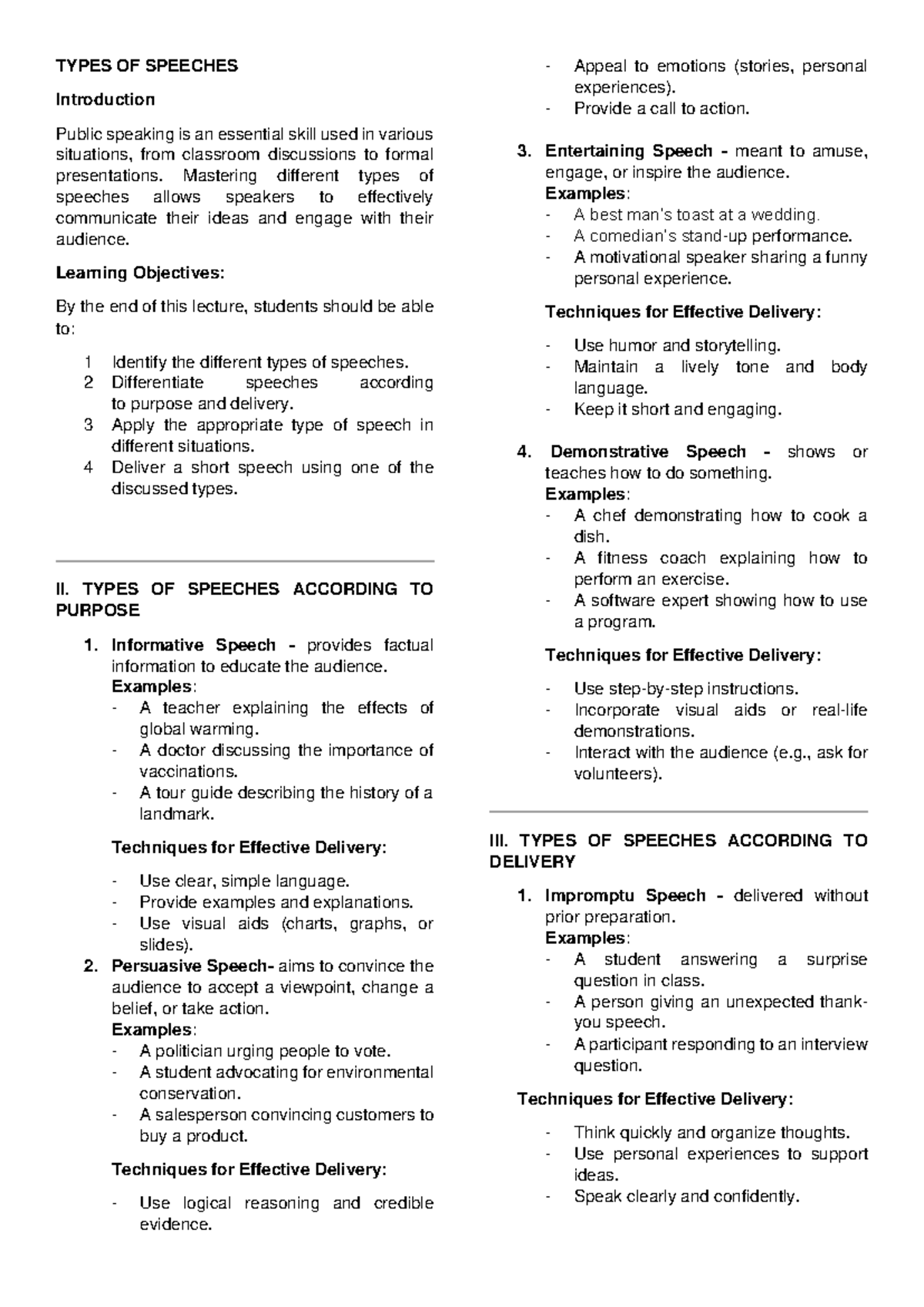 TYPES OF SPEECHES: A Comprehensive Guide for Public Speaking Skills ...