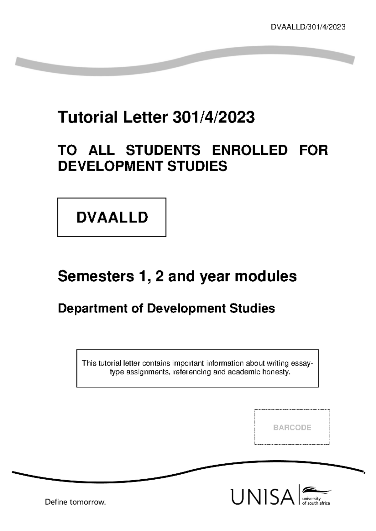 DVA2602 Tutorial Letter 301/4: Guidelines for Essay Assignments - Studocu