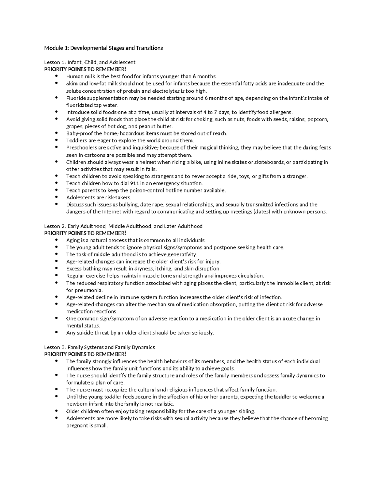 HESI Compass Module 1: Development Stages & Family Dynamics Notes - Studocu