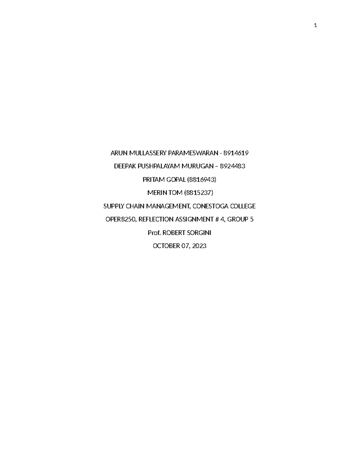 Reflection Assignment # 4 - ARUN MULLASSERY PARAMESWARAN - 8914619 ...