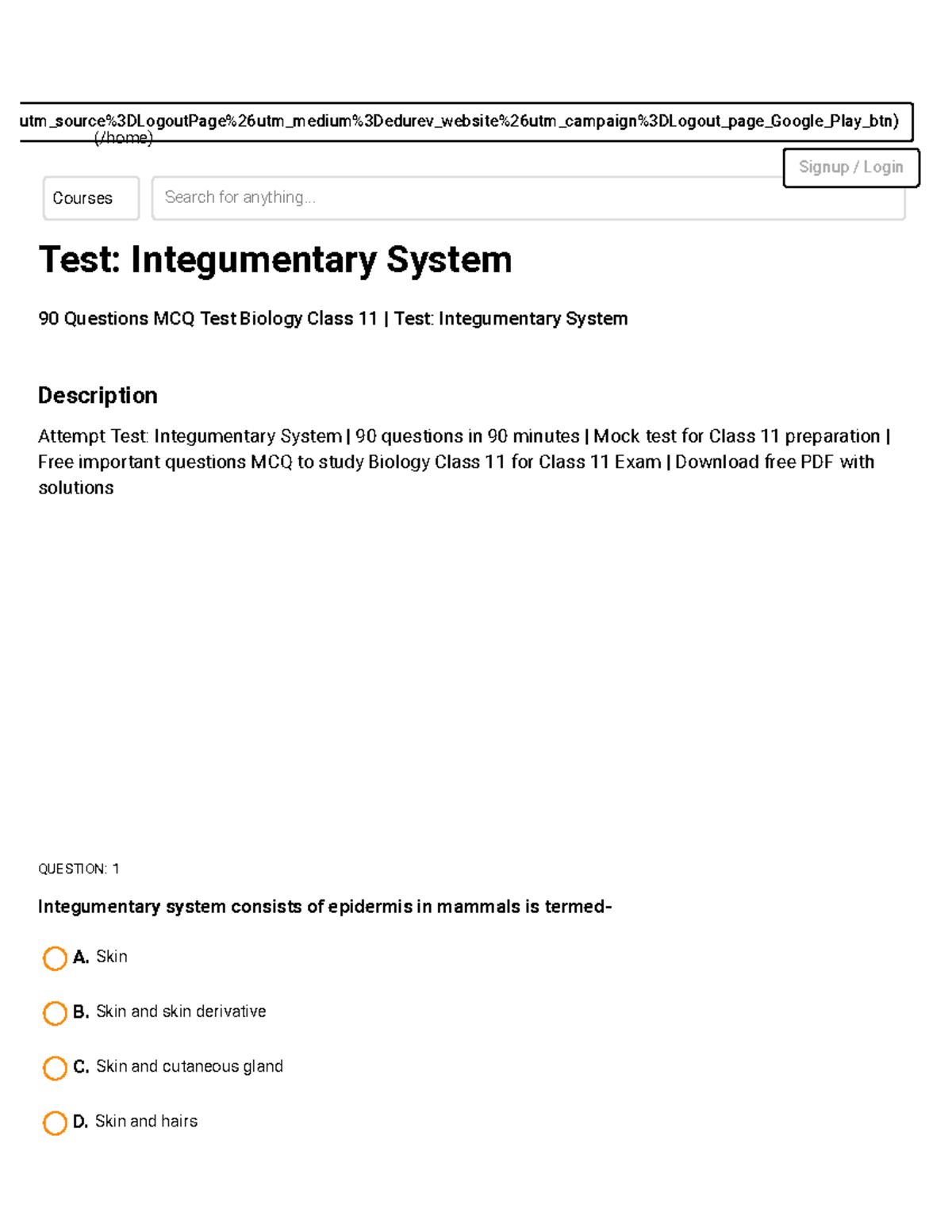 MCQs Test Integumentary Syste - Test: Integumentary System 90 Questions ...