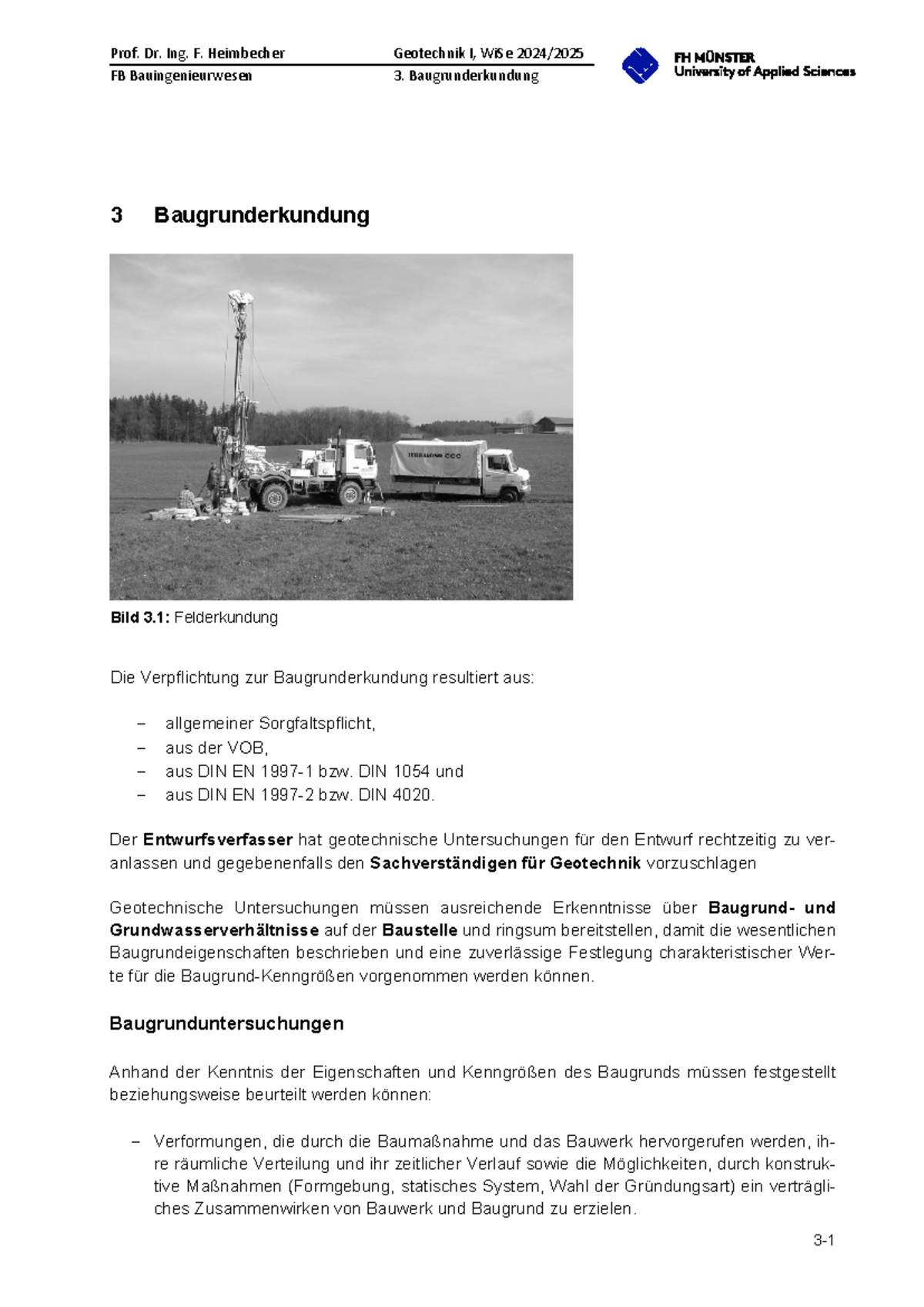 Geotechnik I, WiSe 3: Baugrunderkundung und Untersuchungsmethoden - Studocu