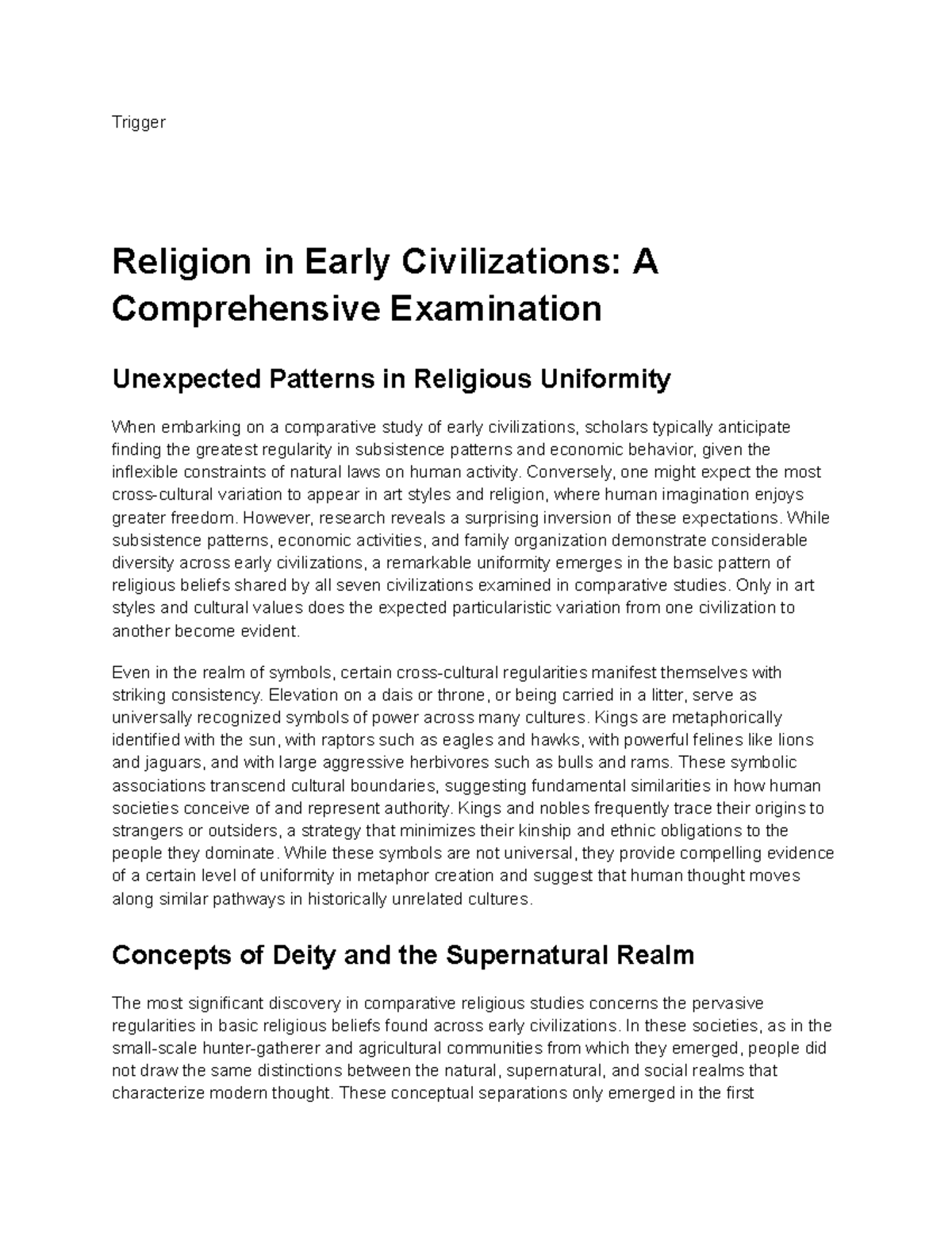 REL 101: Religion in Early Civilizations - Patterns and Beliefs - Studocu