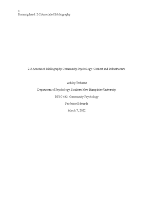 6-2 Annotated Bibliography - Crystal Sanders PSY 442 Community ...
