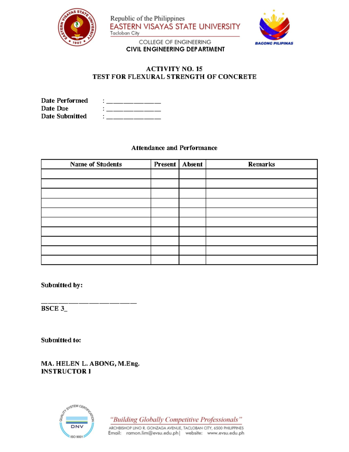 Activity 15: Flexural Strength Testing of Concrete - CE 313 - Studocu