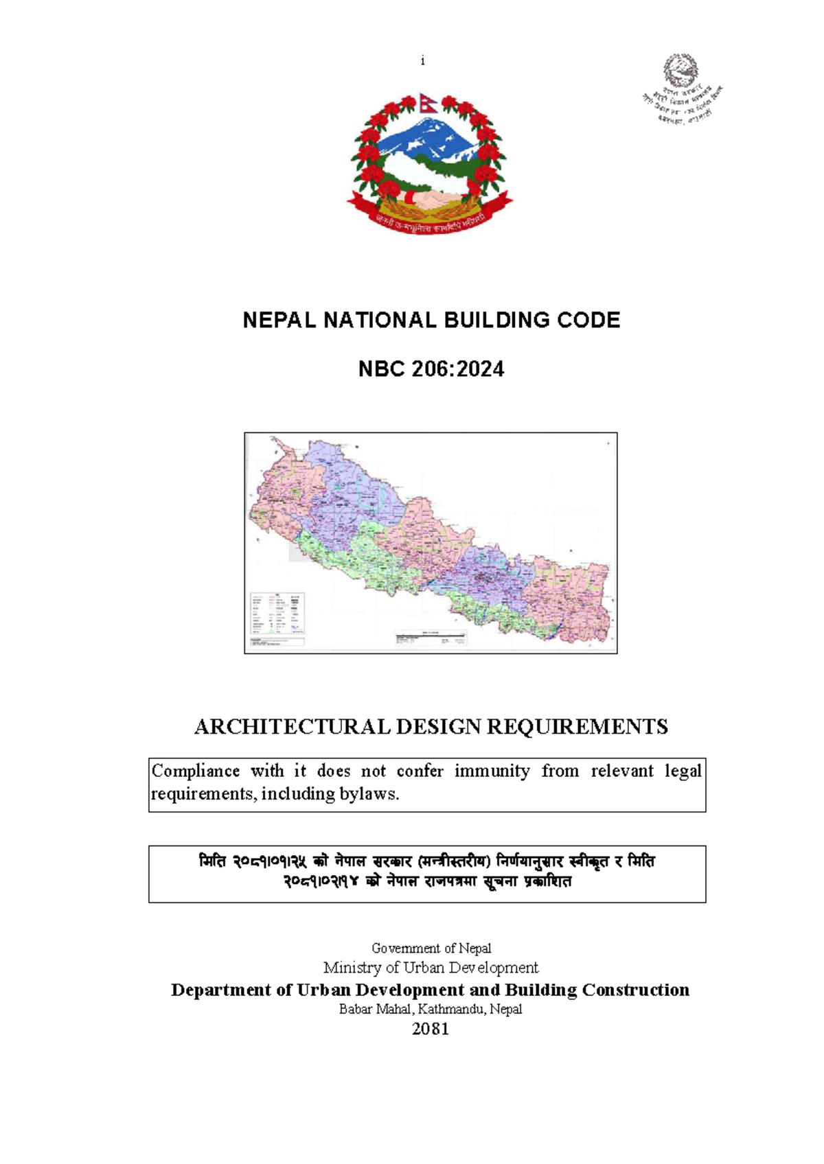 NBC 206:2024 Architectural Design Requirements for Nepal - Studocu