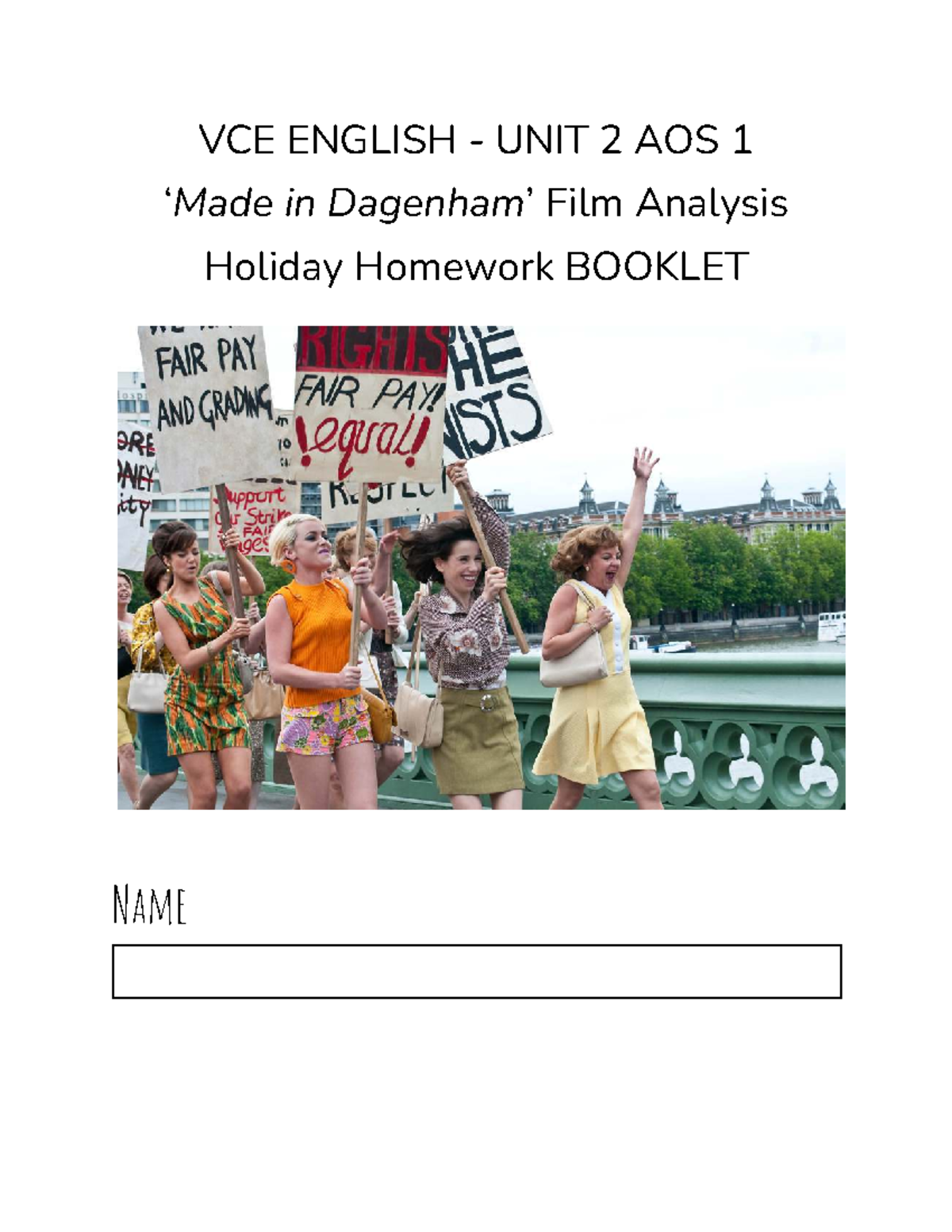 VCE ENGLISH UNIT 2 AOS 1: Film Analysis Holiday Homework Guide - Studocu