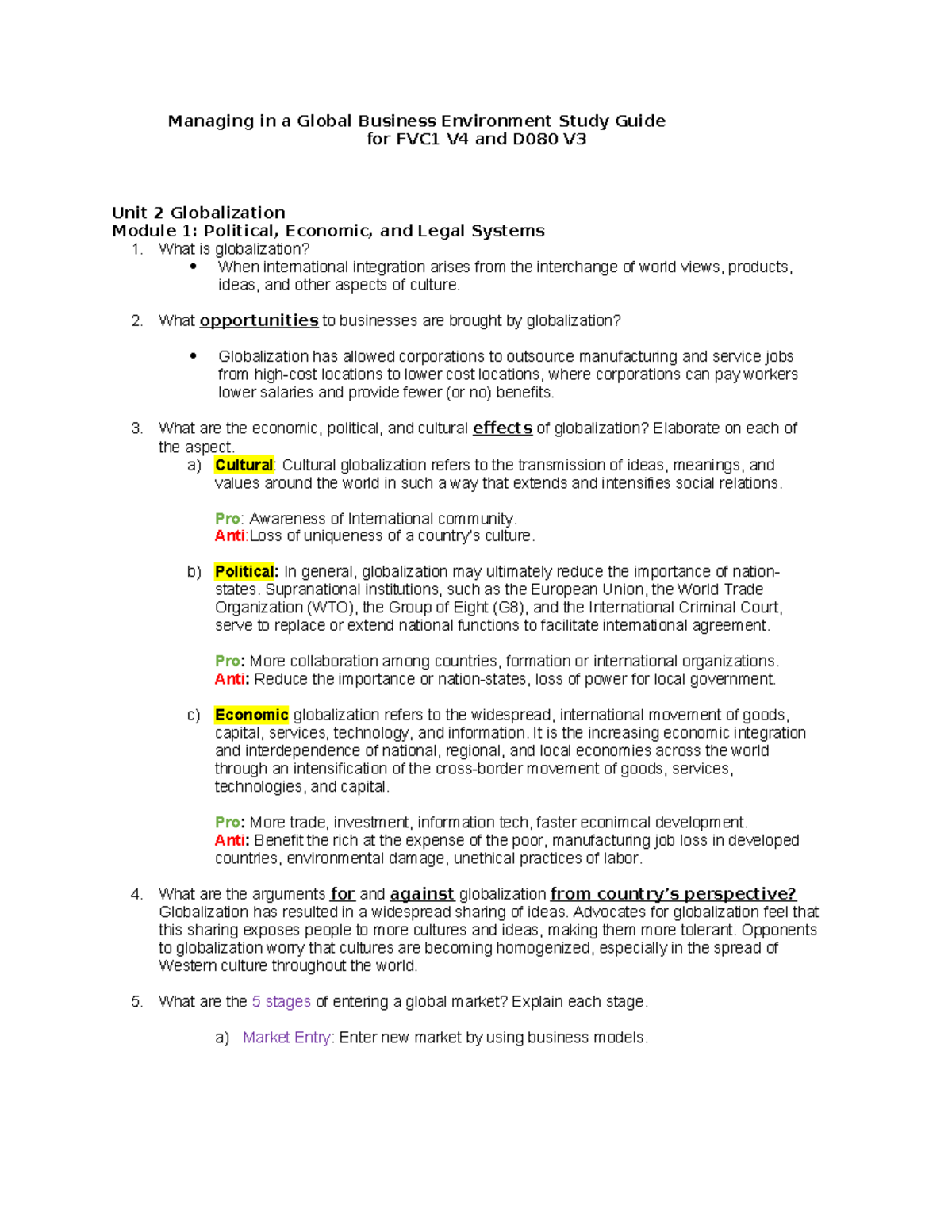 D080 - Managing Globalization: Key Concepts and Study Guide - Studocu