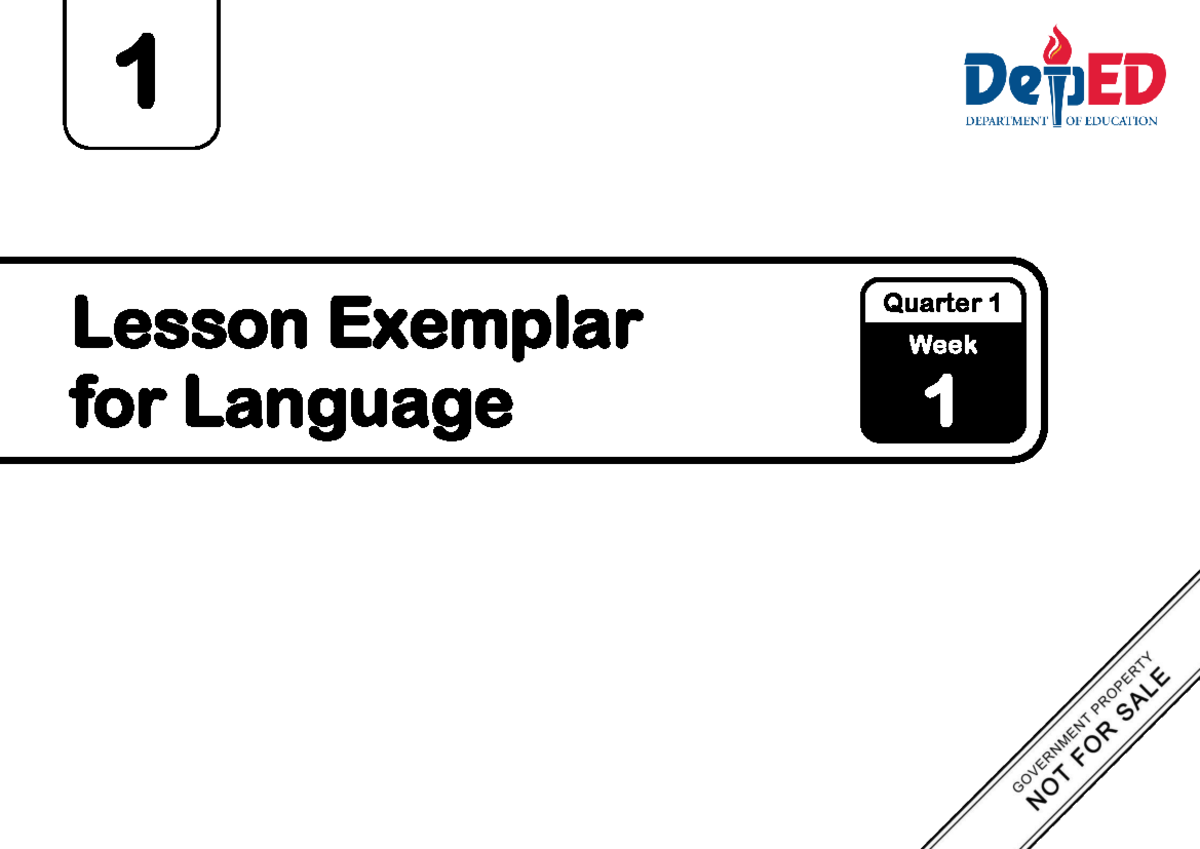 1 Lesson Exemplar for Language Grade 1 Q1: Week 1 Activities - Studocu