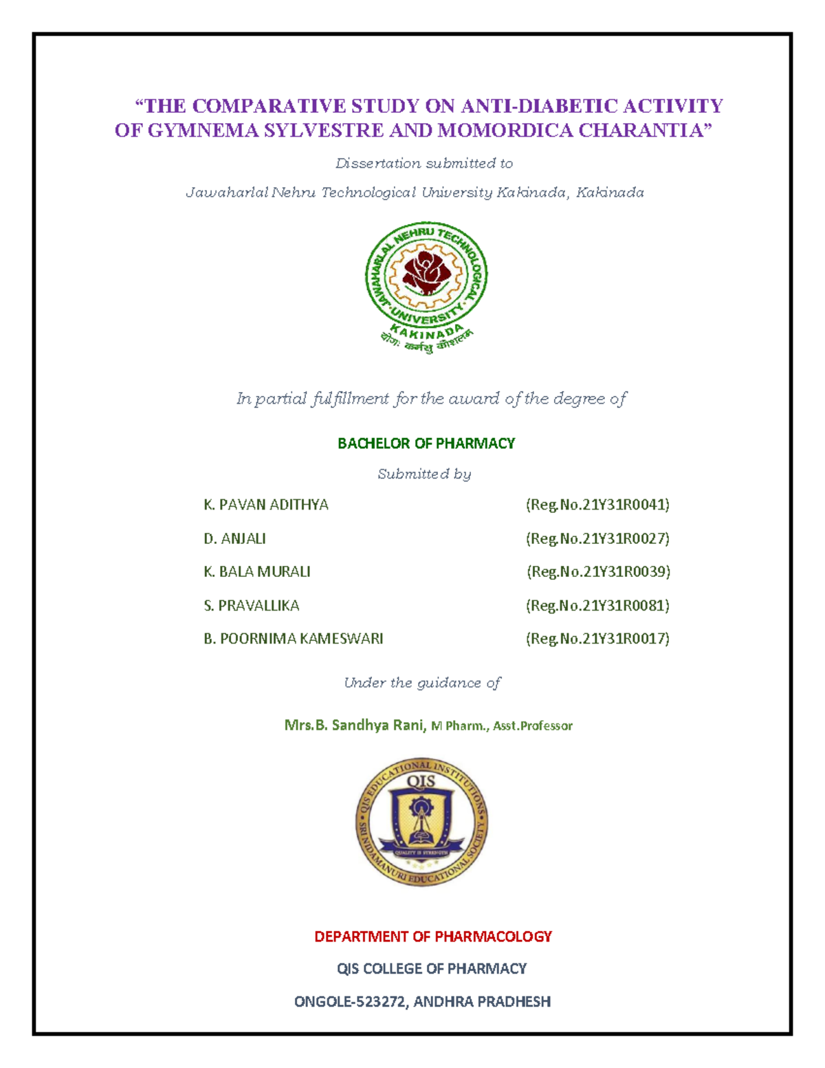 Comparative Study on Antidiabetic Activity of Gymnema Sylvestre ...