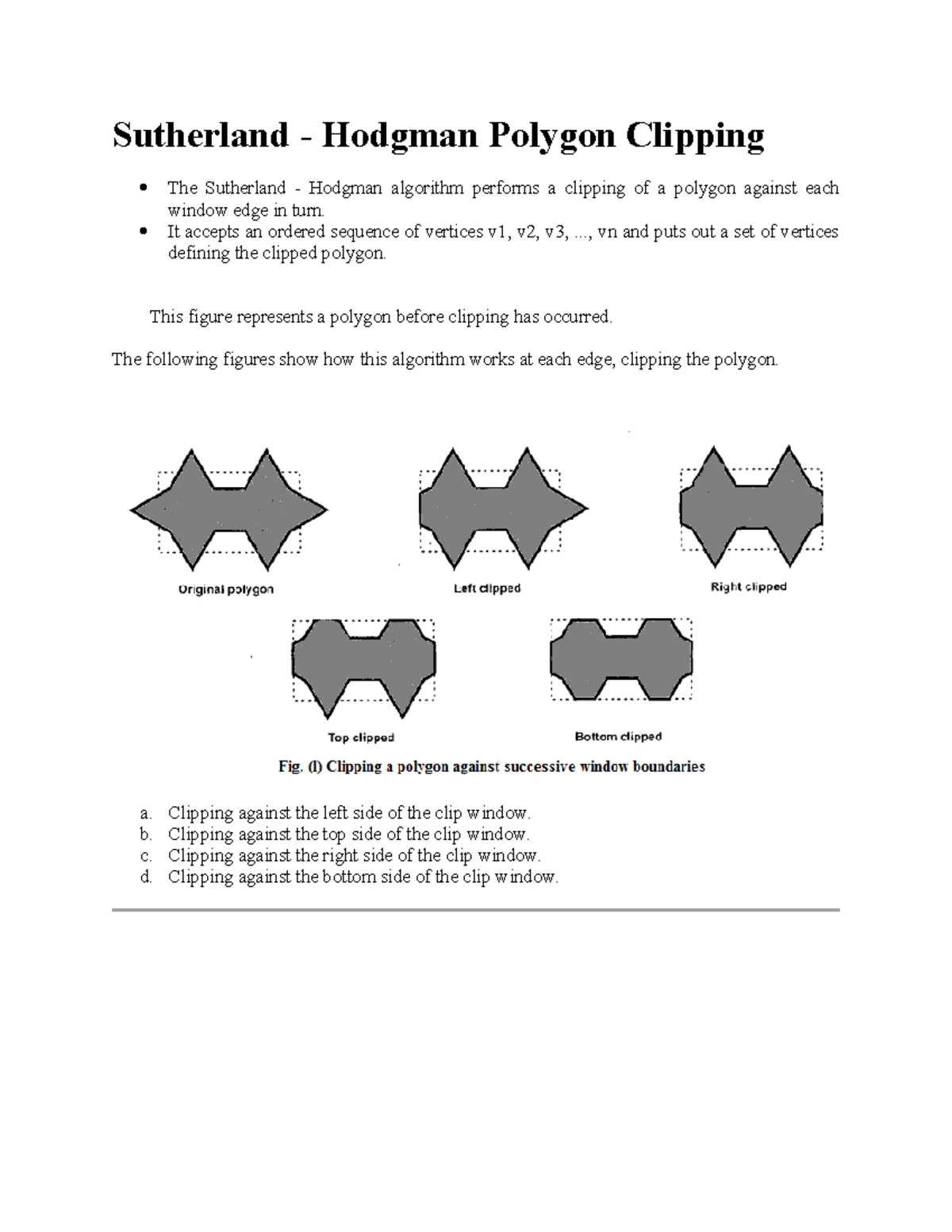 CG 4.9 Sutherland-Hodgman Algorithm: Polygon Clipping Explained - Studocu
