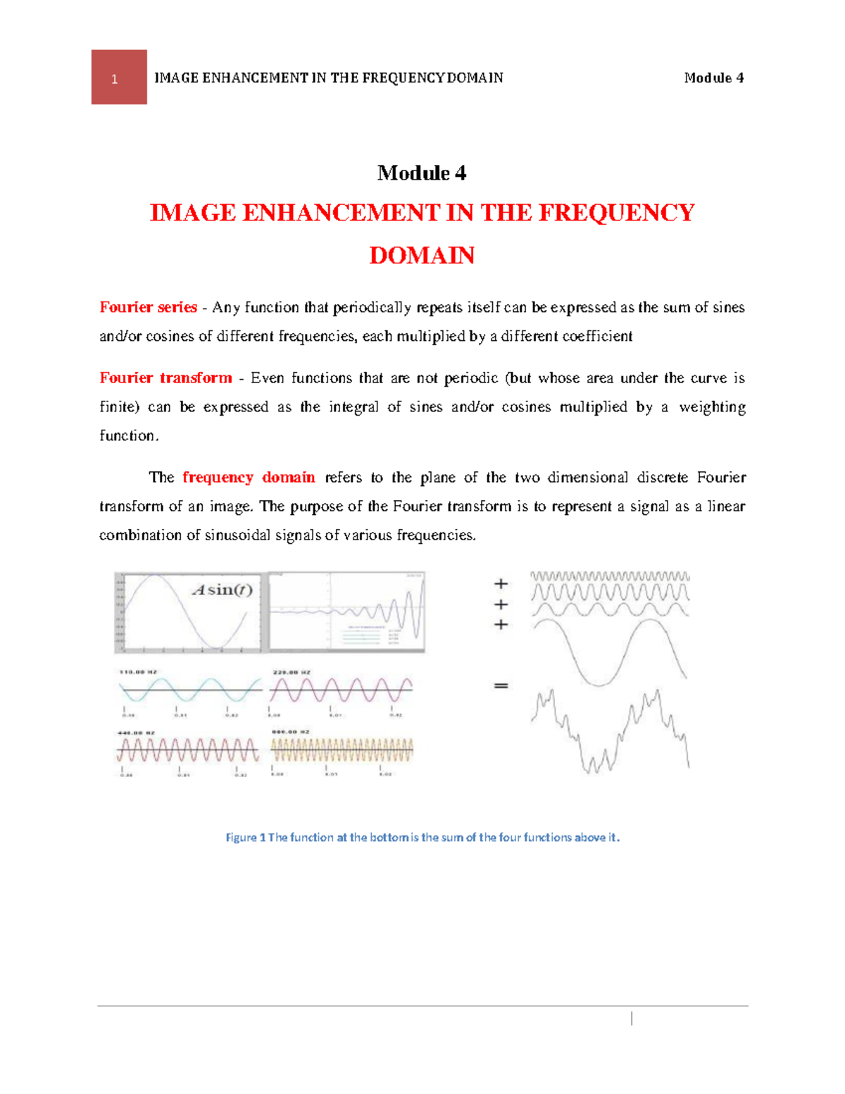 Module 4 - Image Enhancement Techniques in Frequency Domain - Studocu