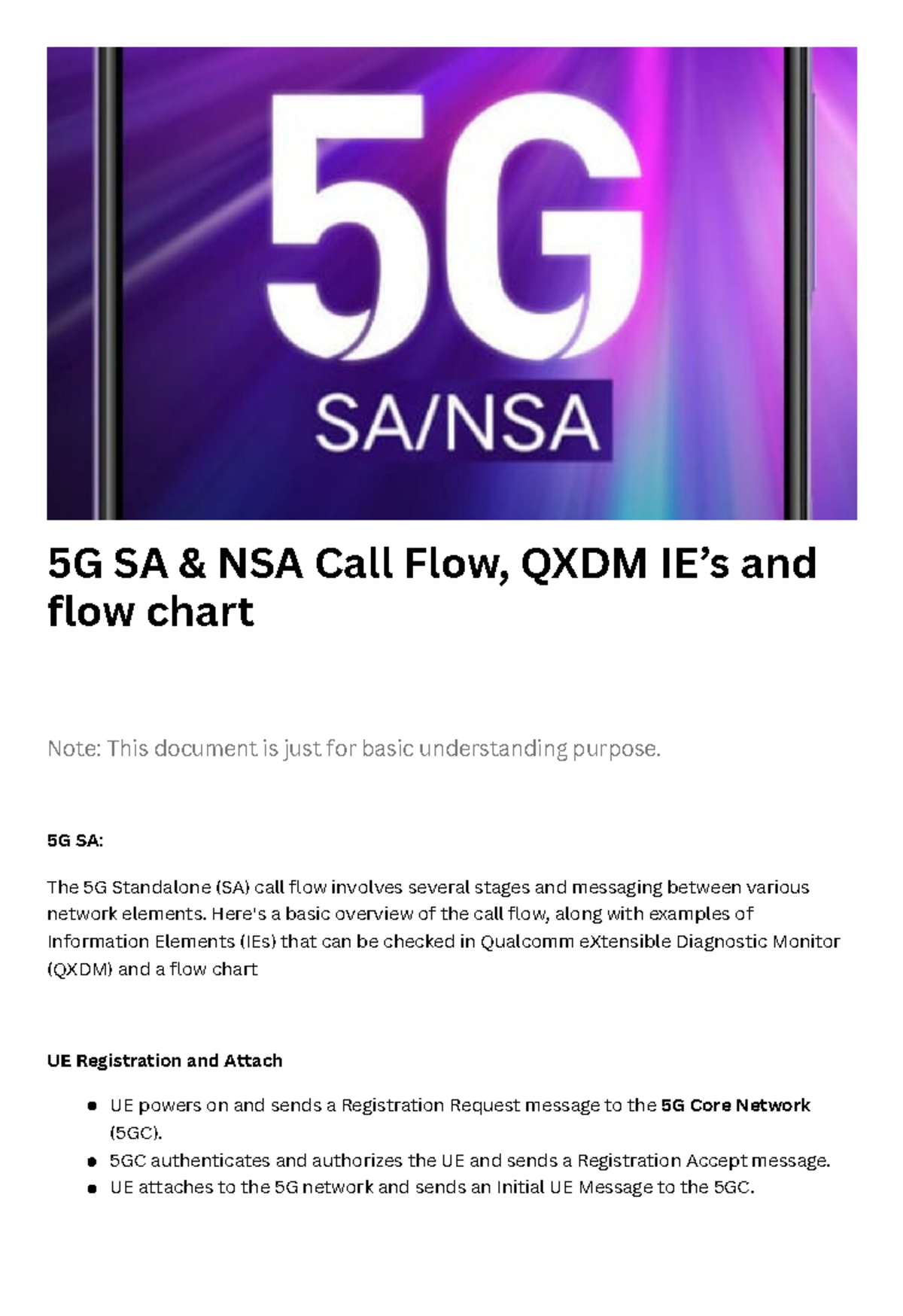 5G call flow 1687036007 - 5G SA & NSA Call Flow, QXDM IE’s and flow chart Note: This document is ...